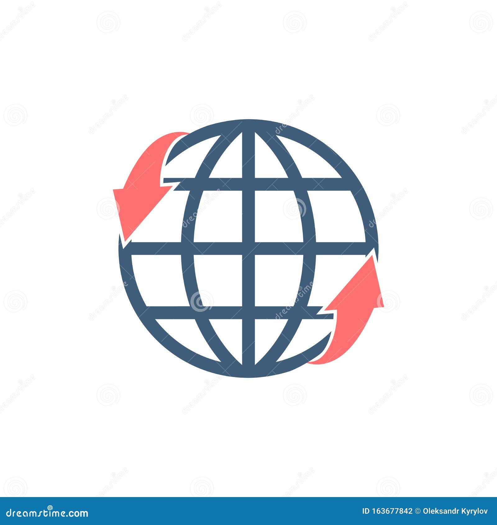 World or Globe Sphere with Two Up and Down Arrows. Stock Vector ...