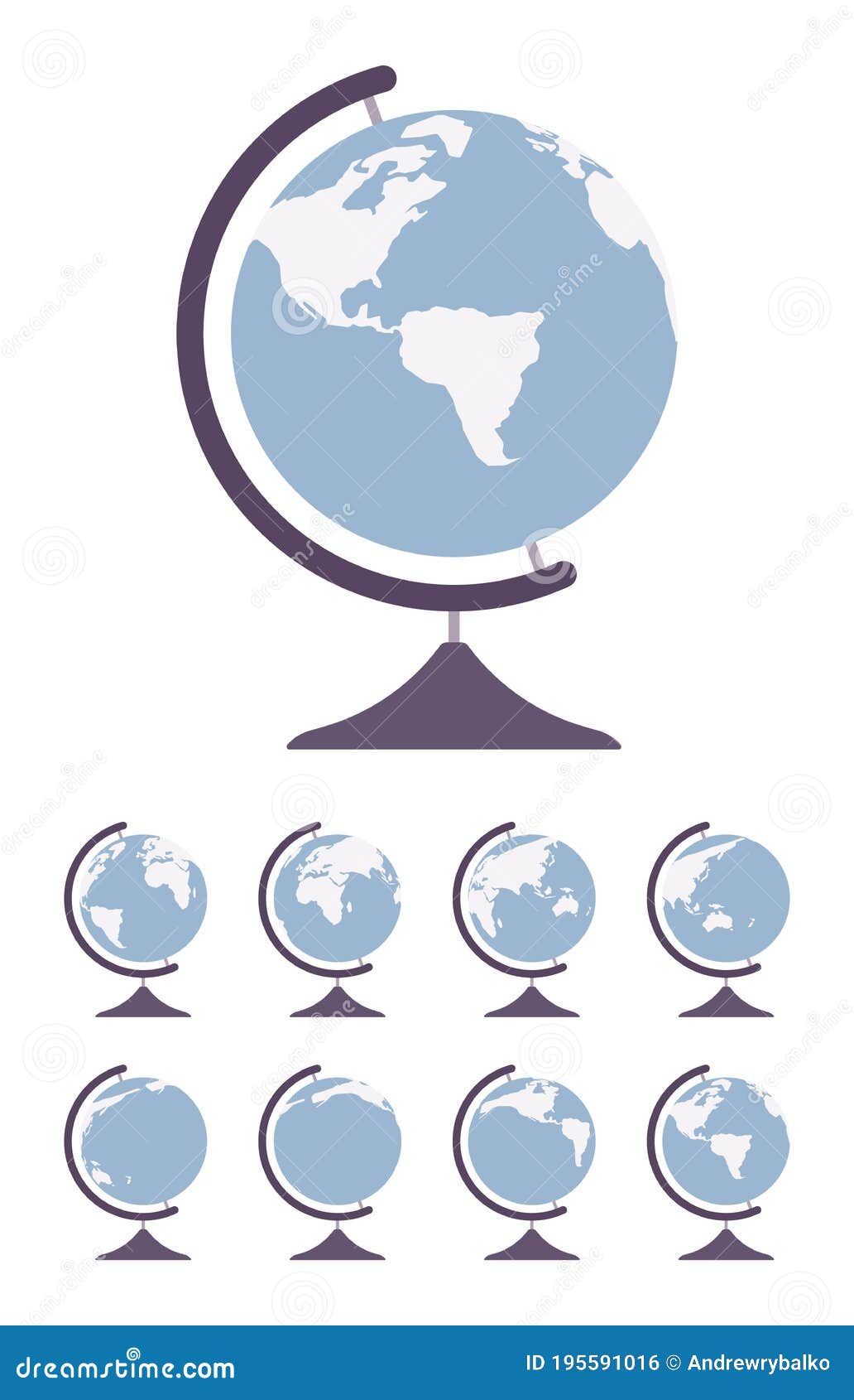 World Globe on Stand and Set Spin in Different Sides Stock Vector ...