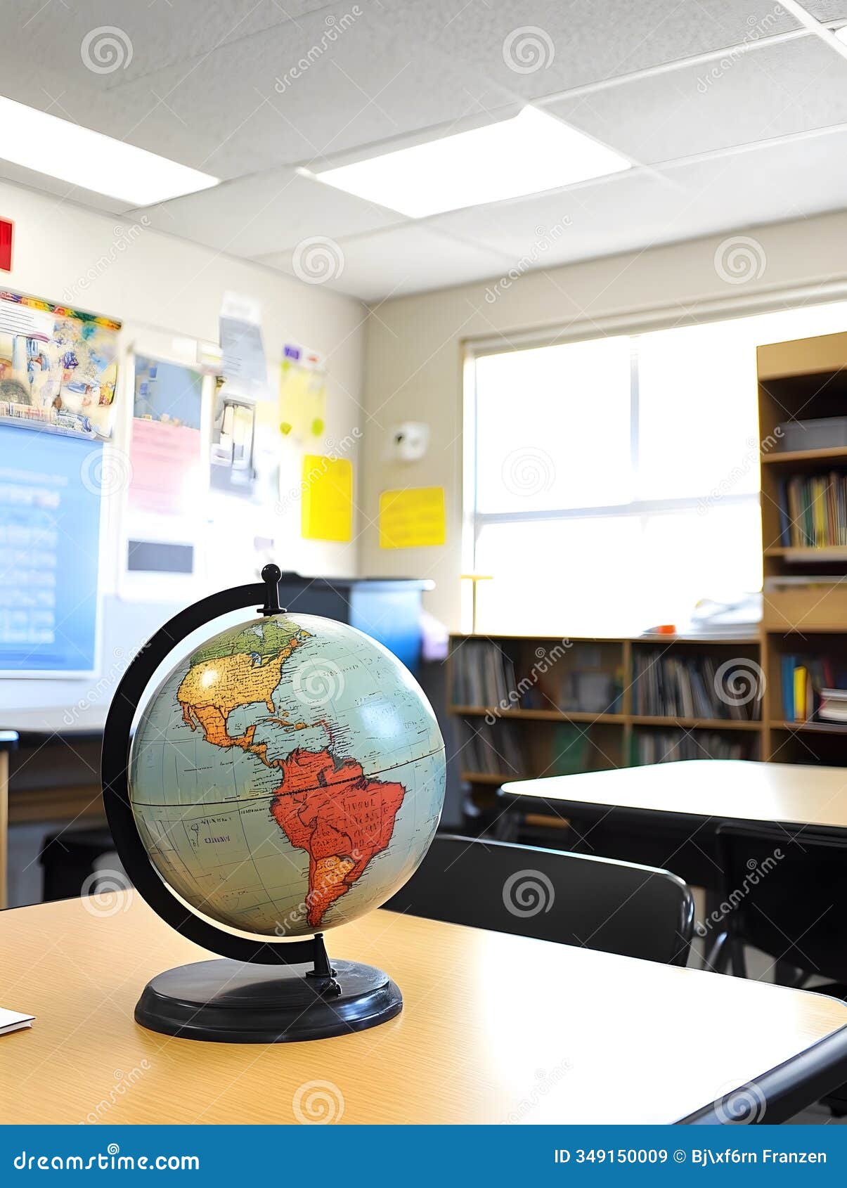 Globe in a School Class Primary Educational Geography Map Stock ...