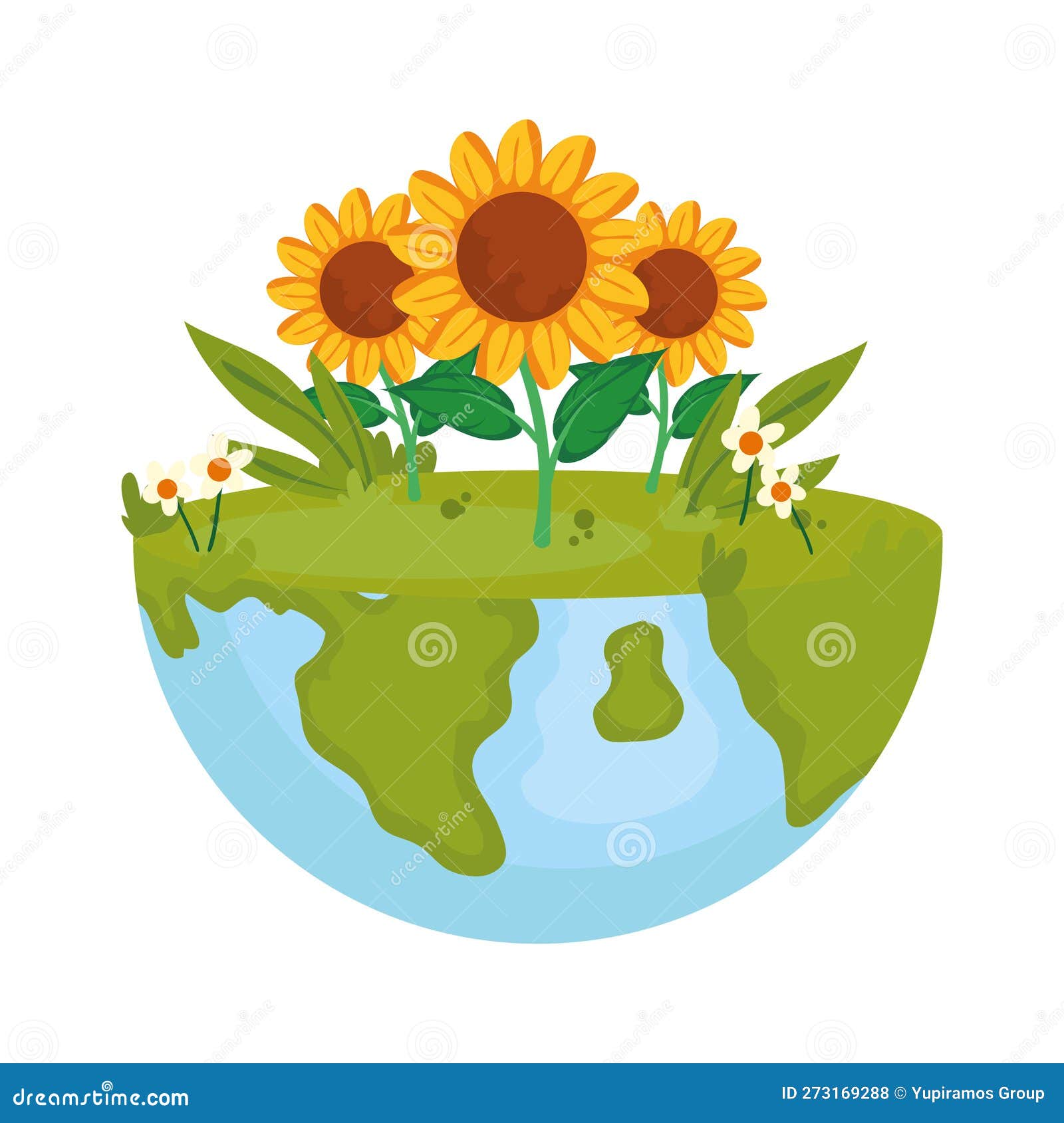 World Globe with Sunflowers Stock Vector - Illustration of sunflower ...