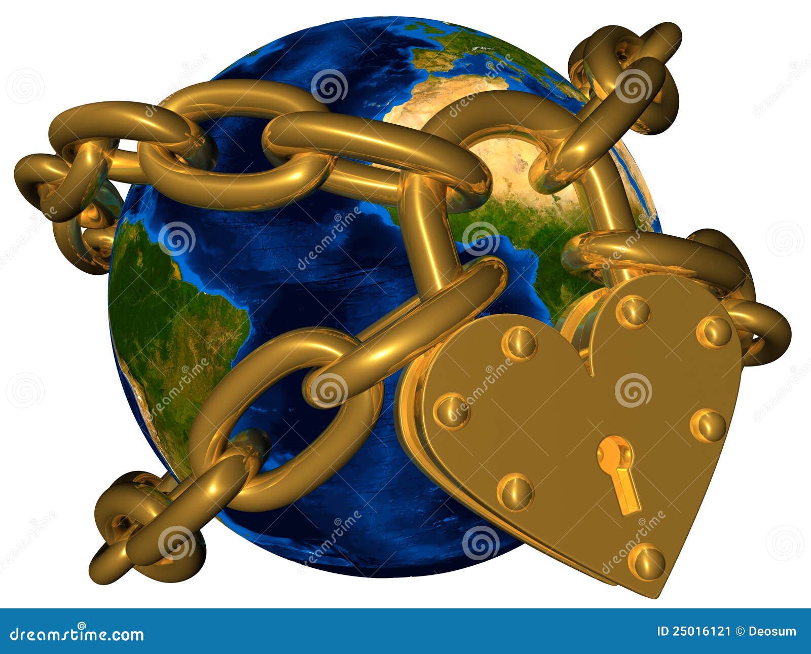 World in Golden Chain and Golden Lock Stock Illustration - Illustration ...