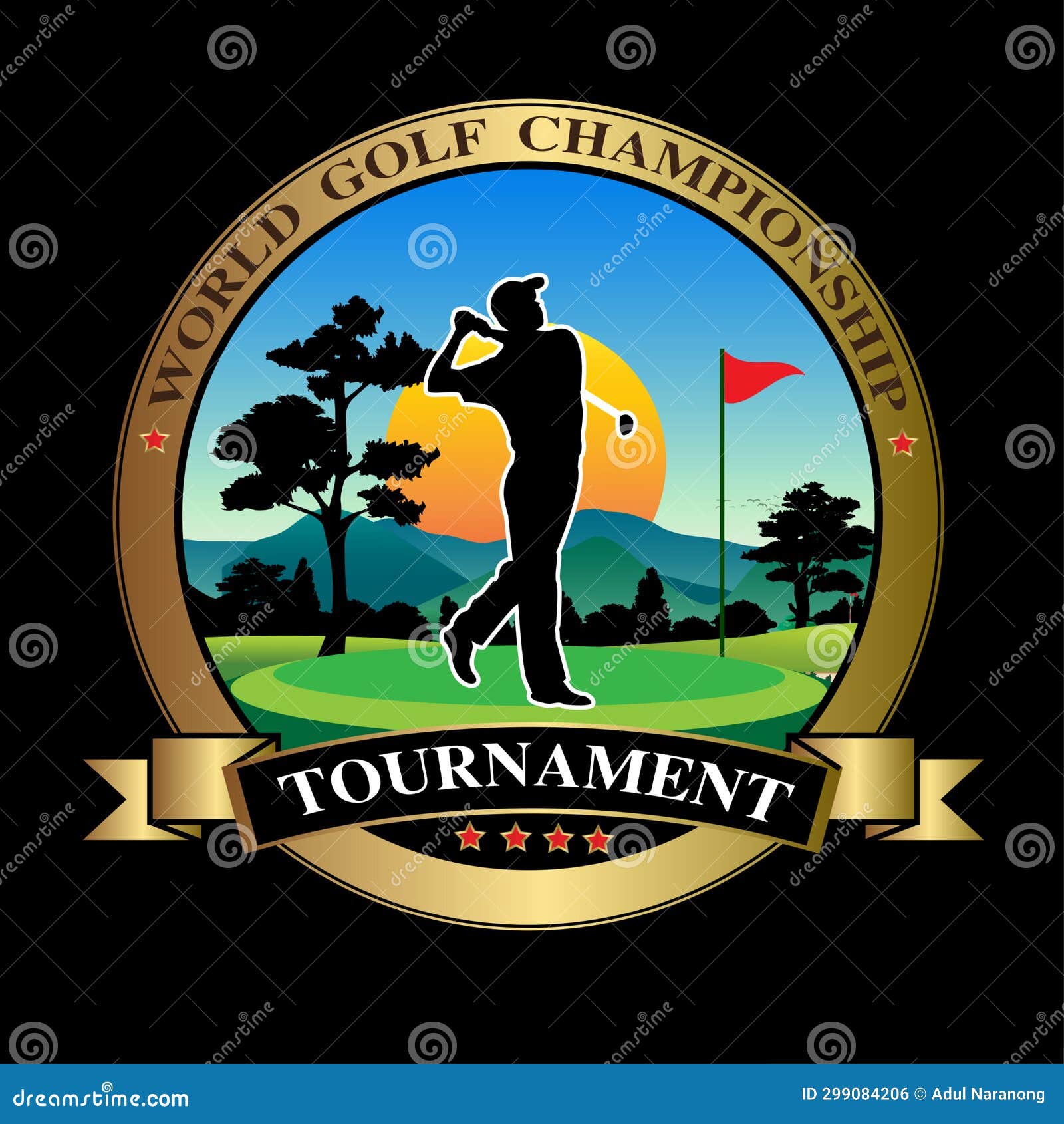 World golf championship, stock vector. Illustration of emblem - 299084206