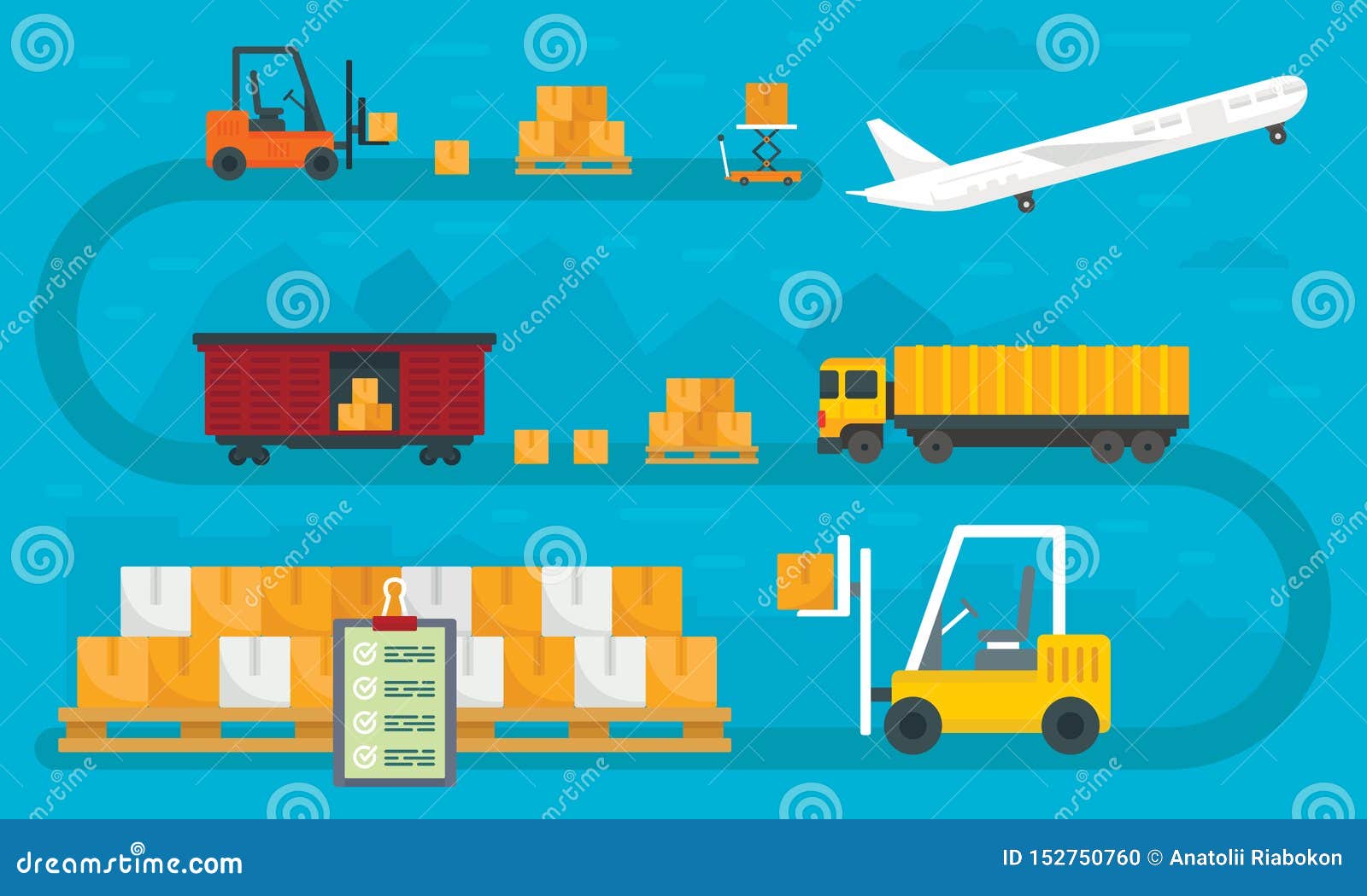 World Goods Export Concept Banner, Flat Style Stock Vector ...