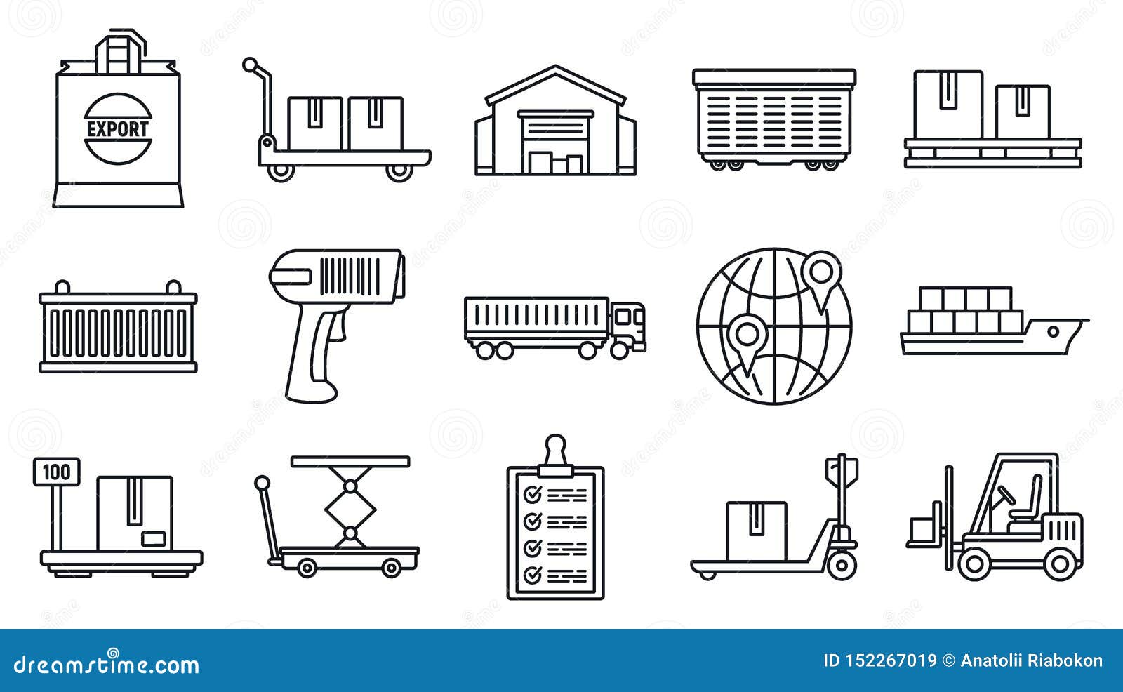 World Goods Export Icons Set, Outline Style Stock Vector - Illustration ...