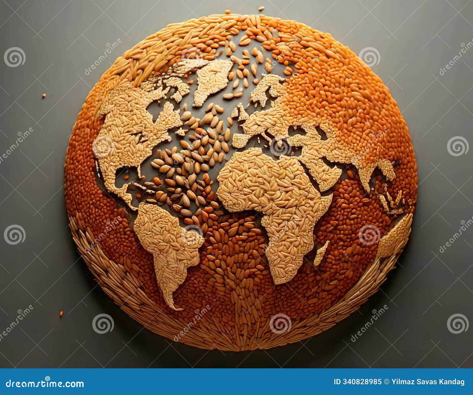 World Grain Map.World Map Created with Various Seeds Stock Illustration ...