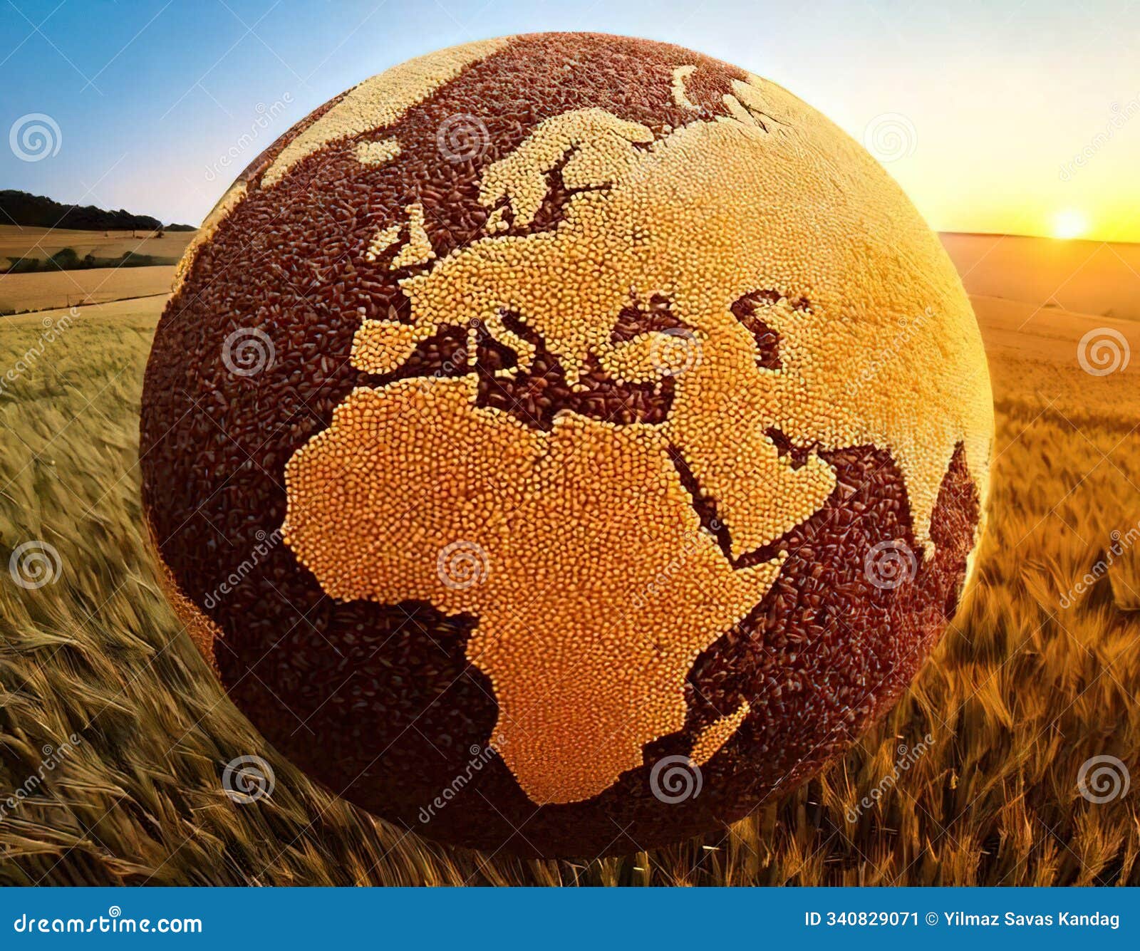 World Grain Map.World Map Created with Various Seeds Stock Illustration ...