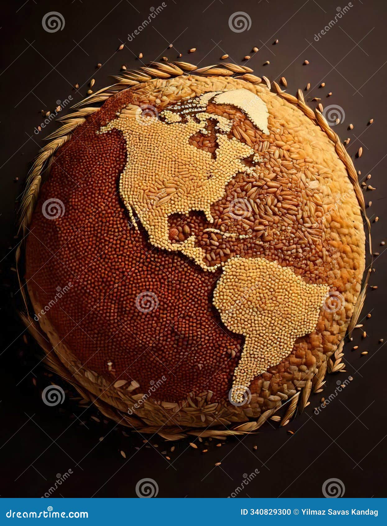 World Grain Map.World Map Created with Various Seeds Stock Illustration ...