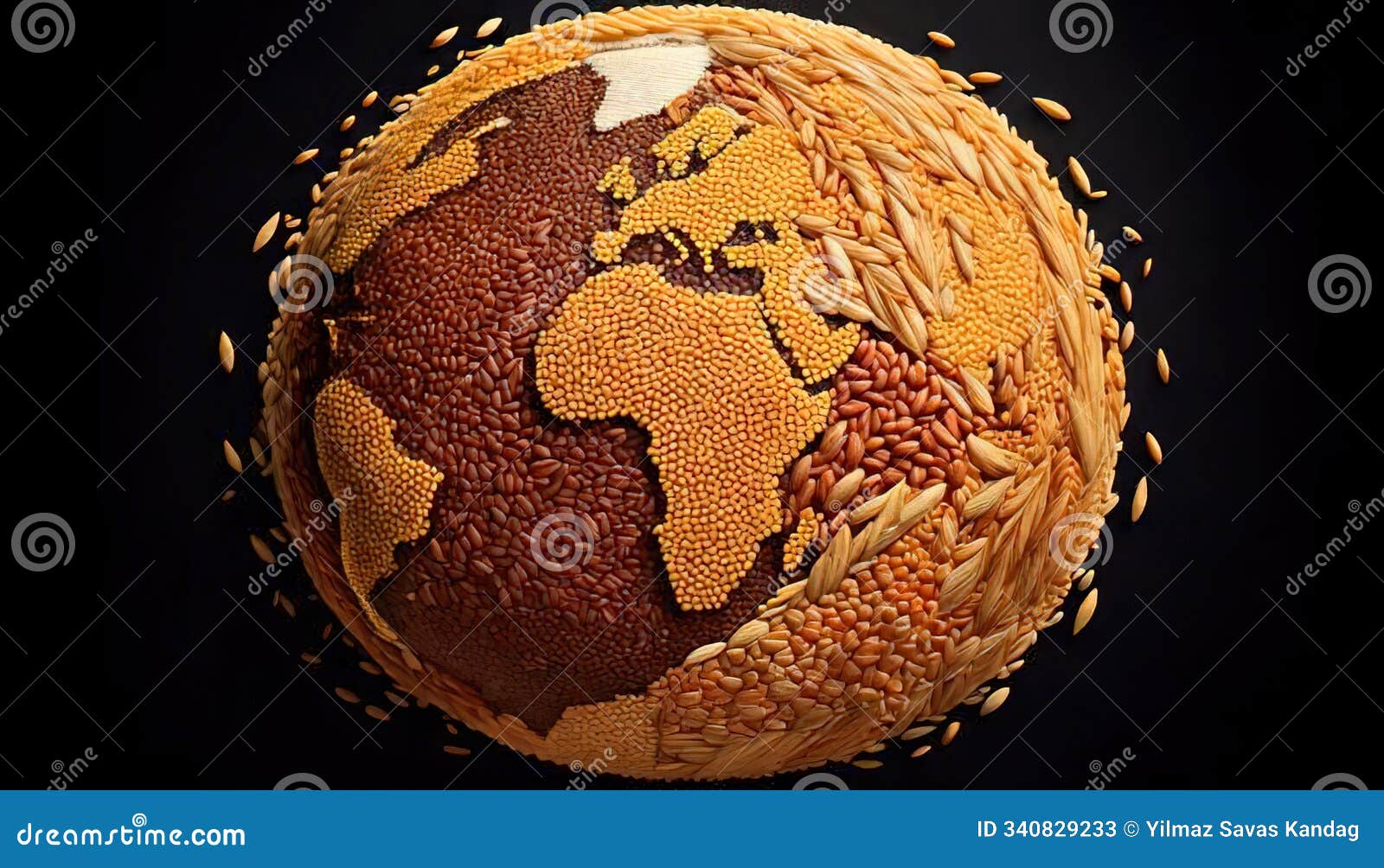 World Grain Map.World Map Created with Various Seeds Stock Illustration ...