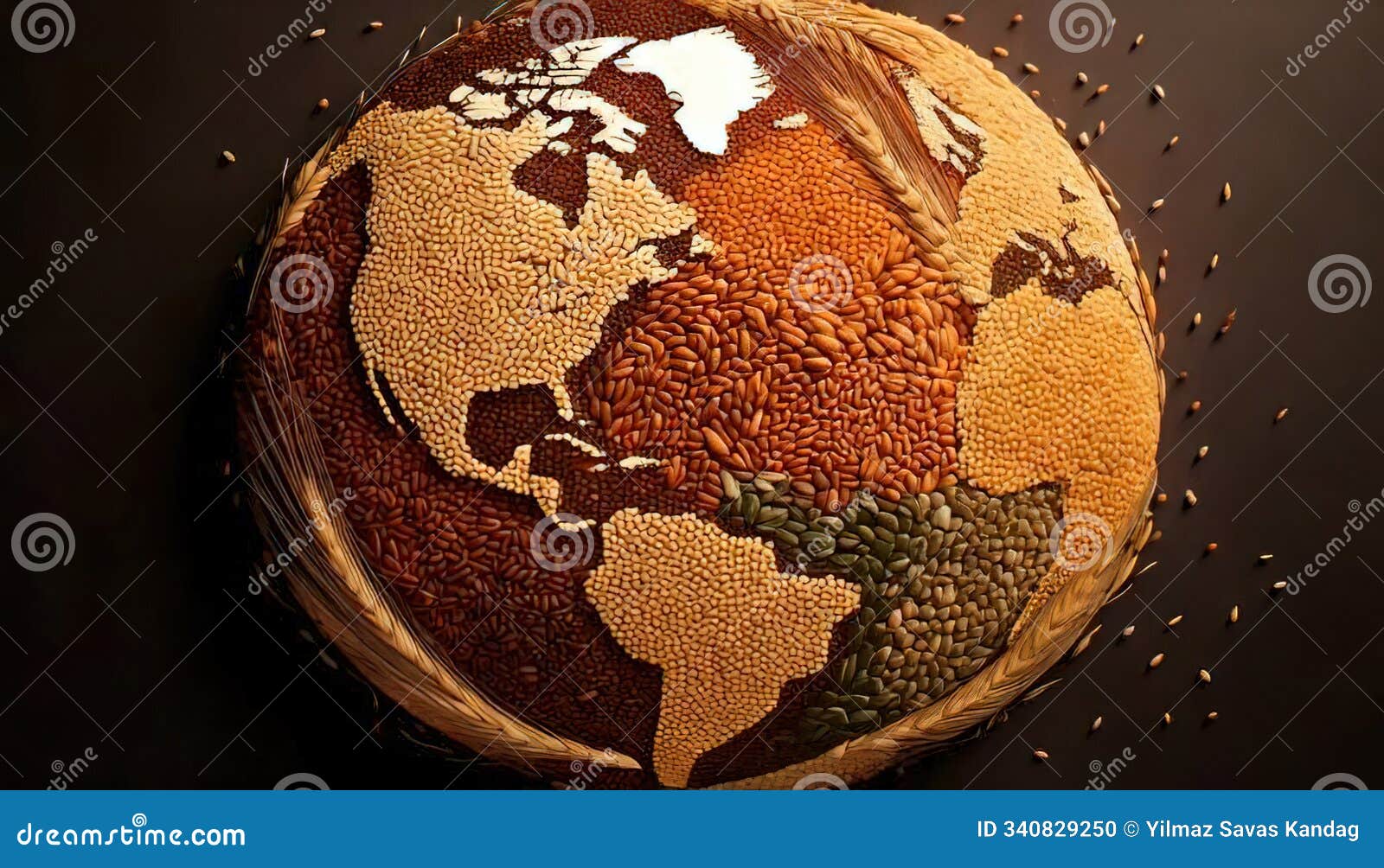 World Grain Map.World Map Created with Various Seeds Stock Illustration ...