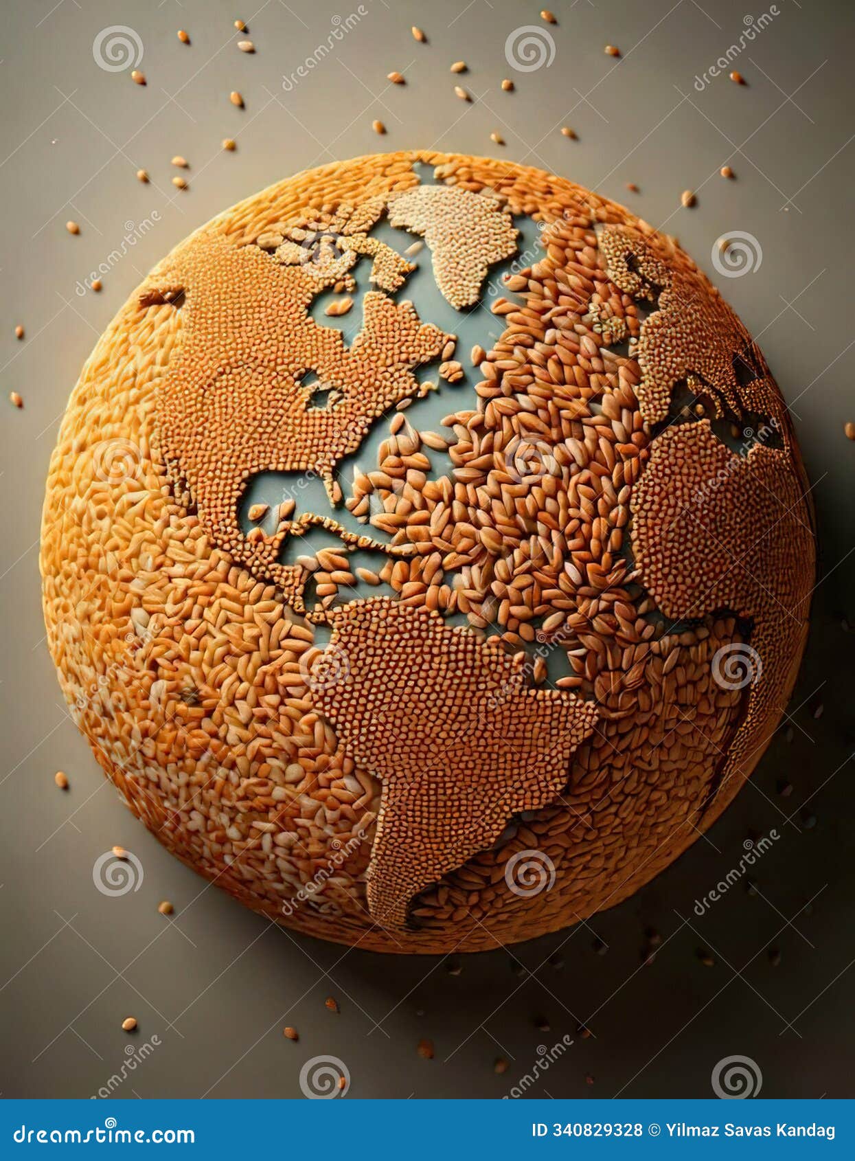 World Grain Map.World Map Created with Various Seeds Stock Illustration ...