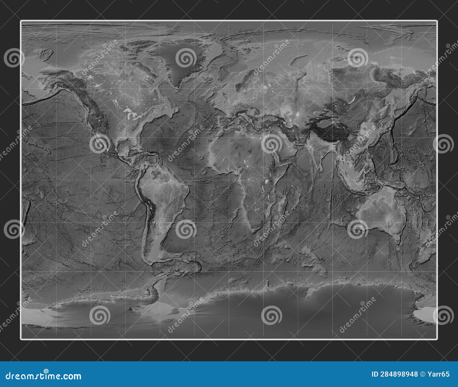 World Grayscale Map - 0 PM. Gall Stereographic Stock Illustration ...