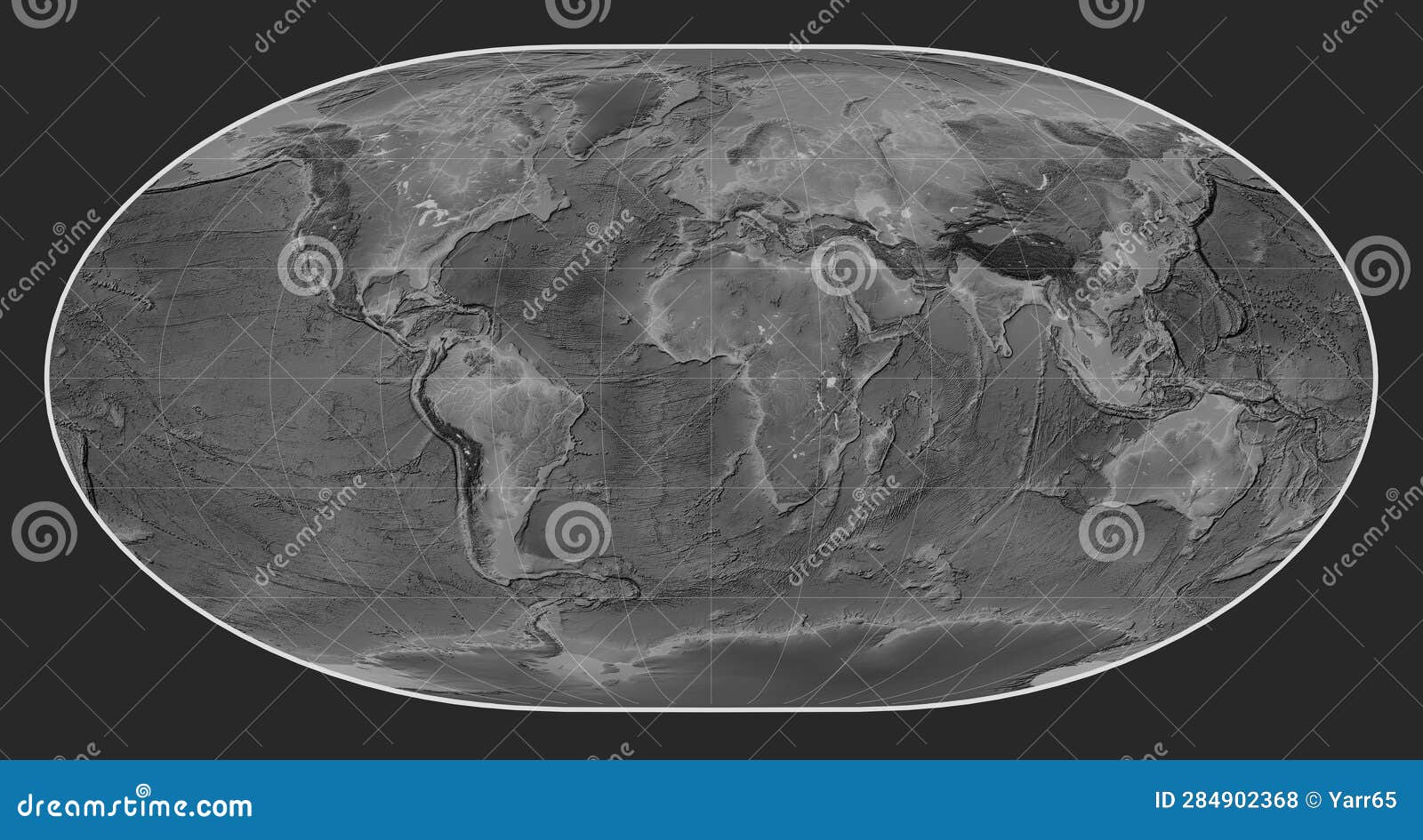 World Elevation Map Grayscale