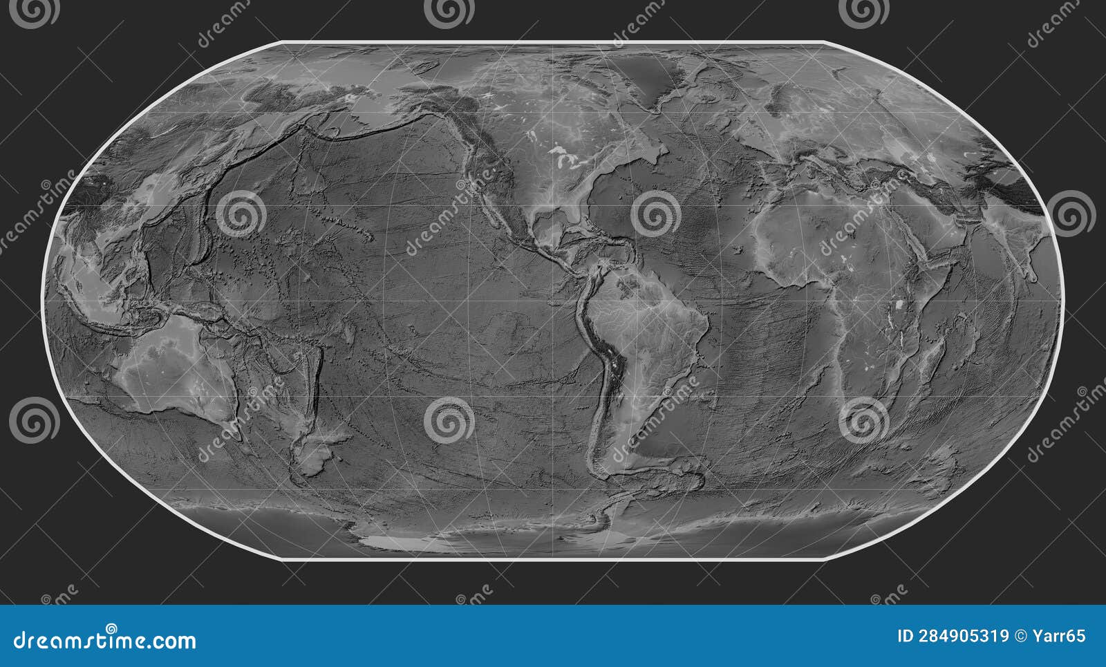 World Grayscale Map - -90 PM. Robinson Stock Illustration ...