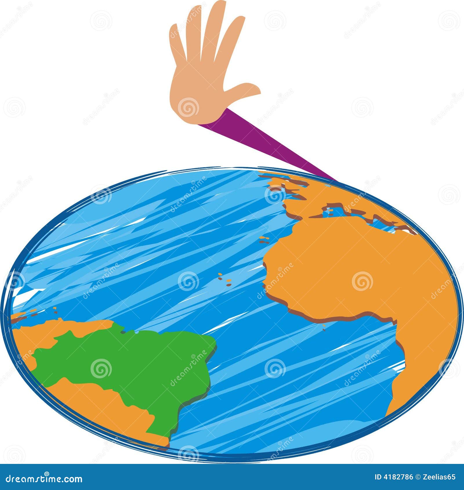 World and a hand stock vector. Illustration of hello, waving - 4182786