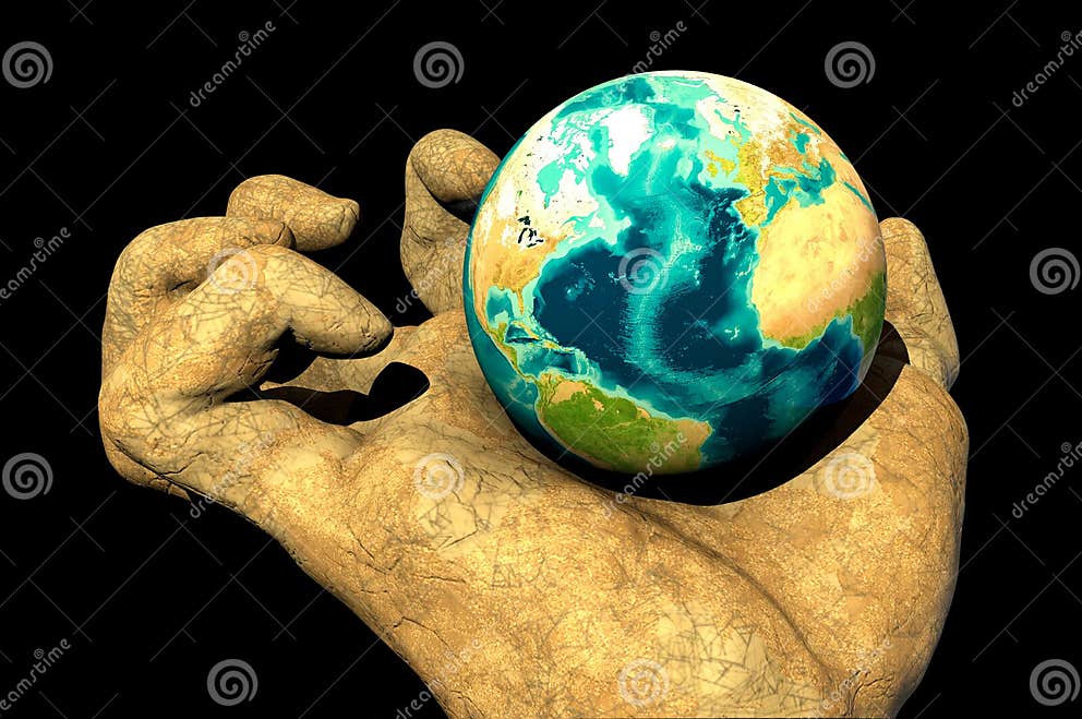 World in a Hand, Hand of a Statue with the World in His Fingers ...