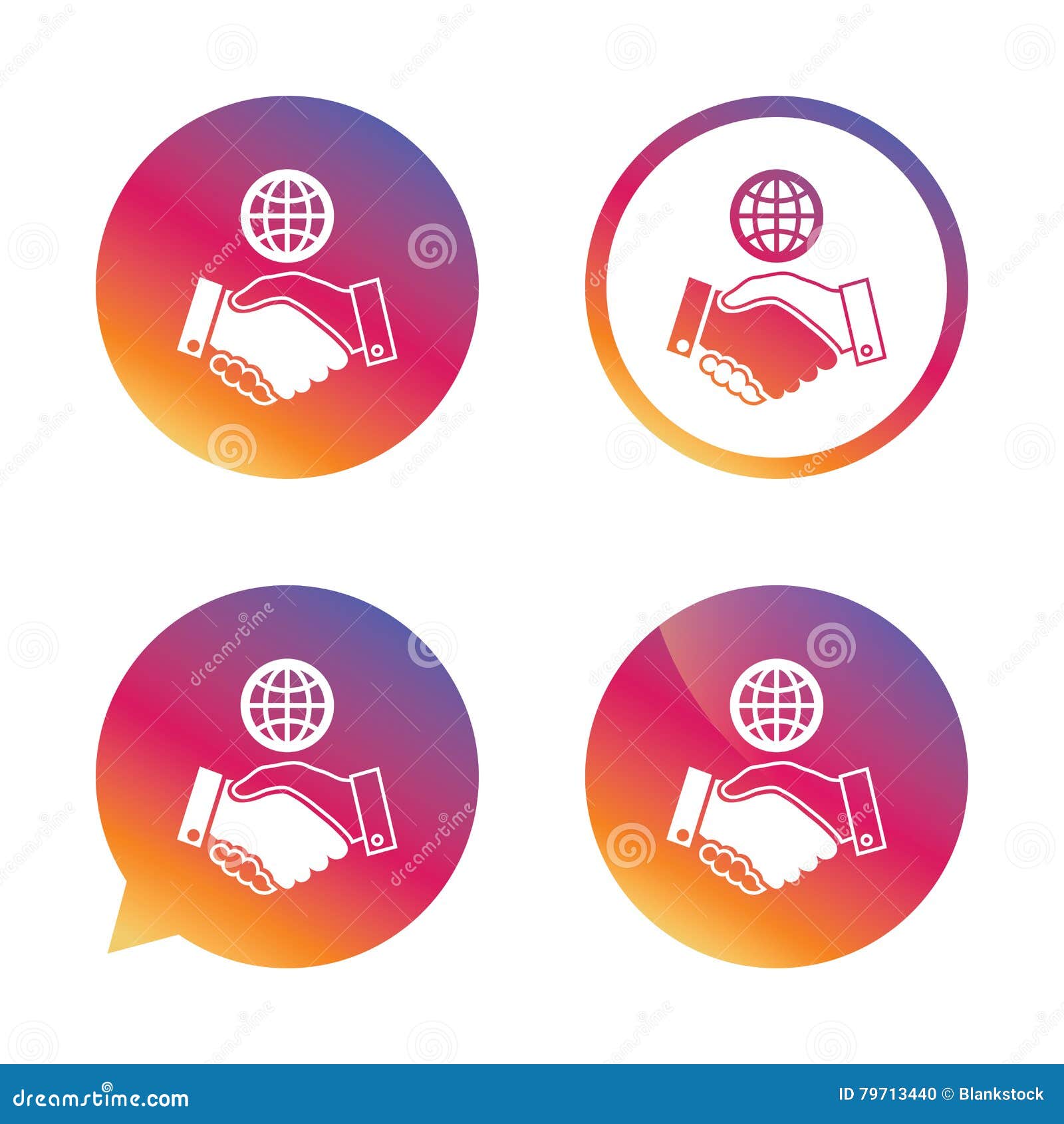 World Handshake Sign Icon. Amicable Agreement. Vector Illustration ...