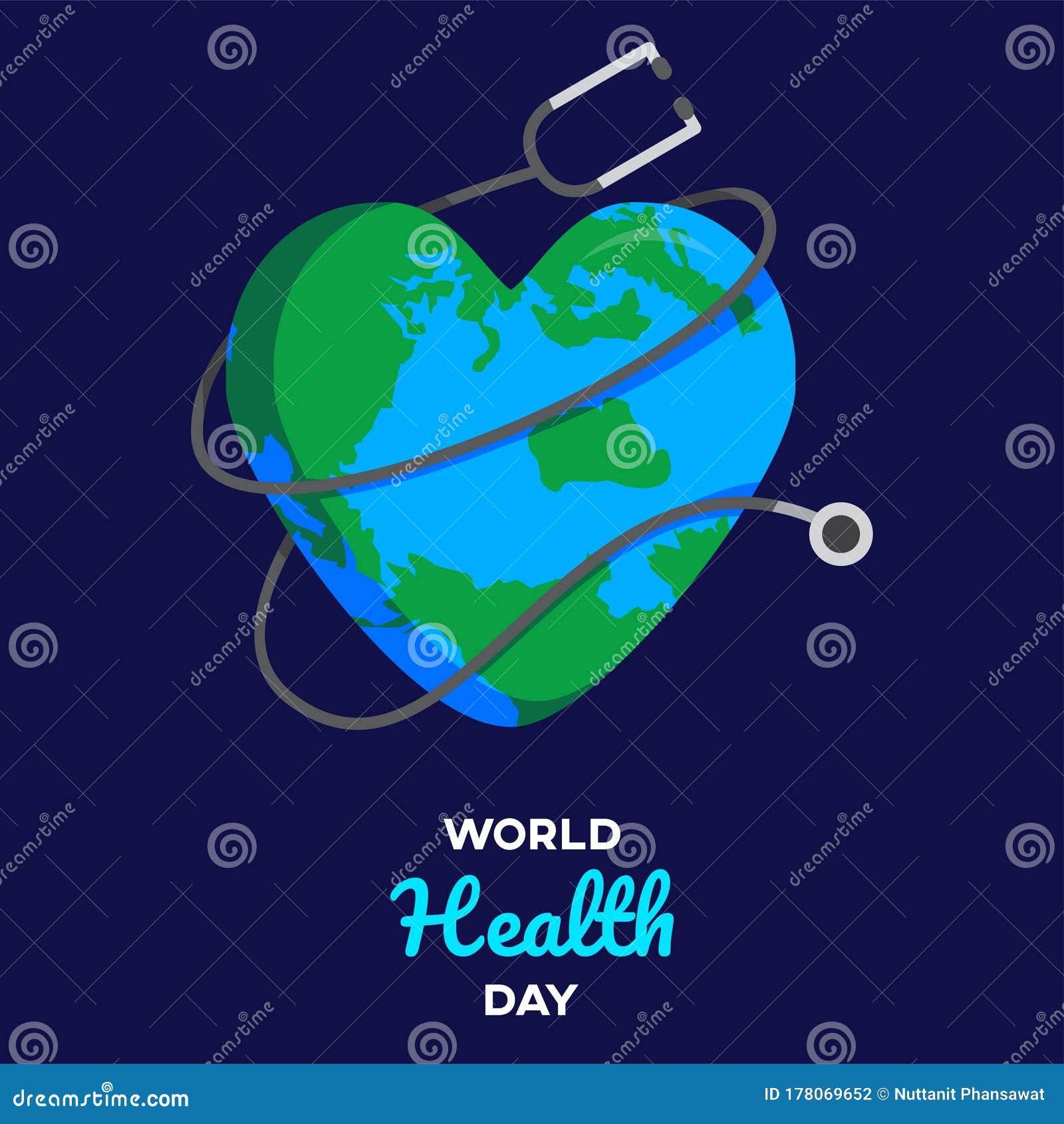 World Health Day Text with White Background Desidn Graphic Vector ...