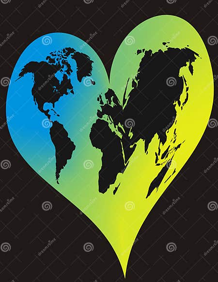 World in Heart stock illustration. Illustration of valentine - 3904658