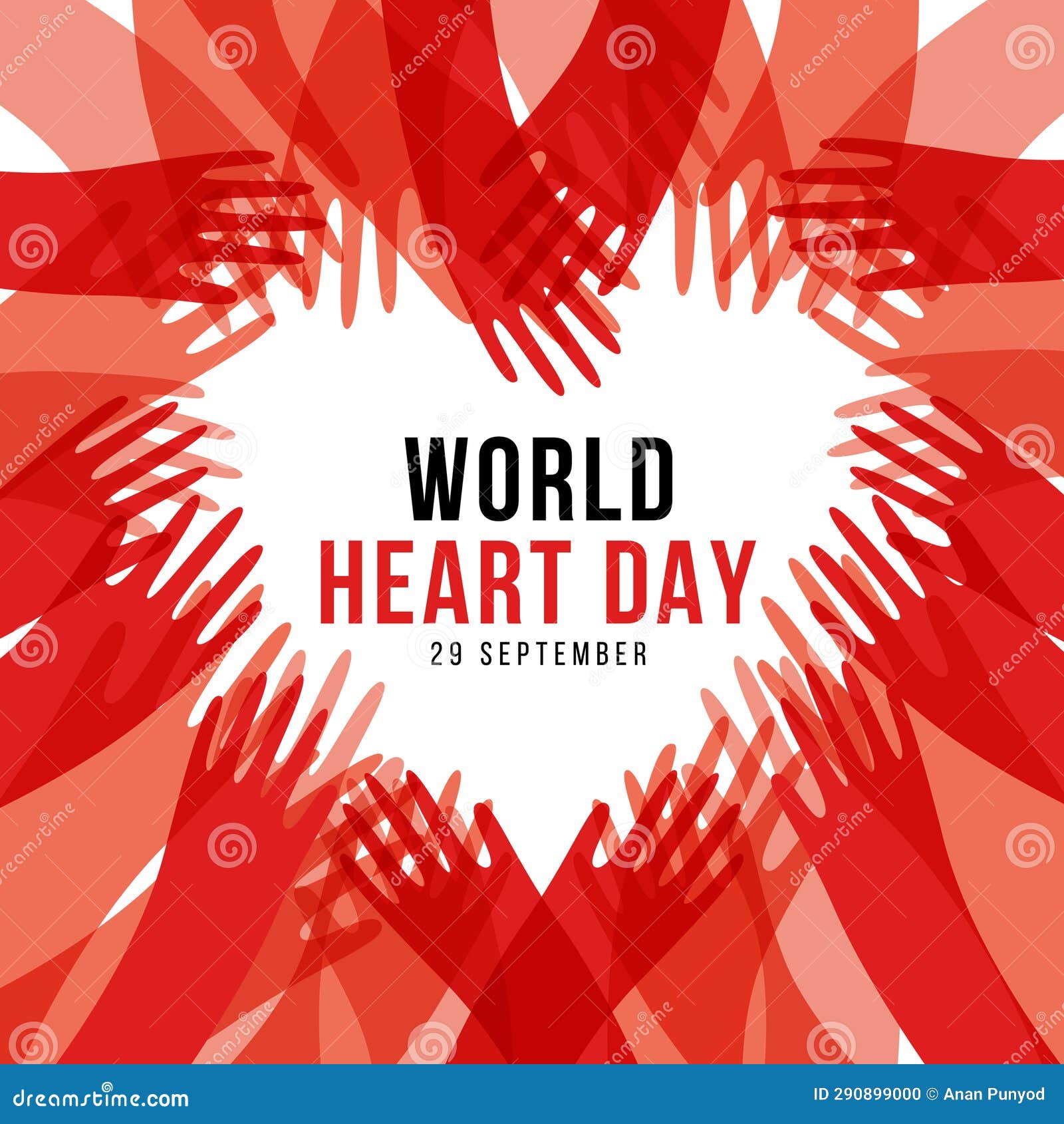 World Heart Day -Text in Frame with Abstract Red Orange Hands Around To ...
