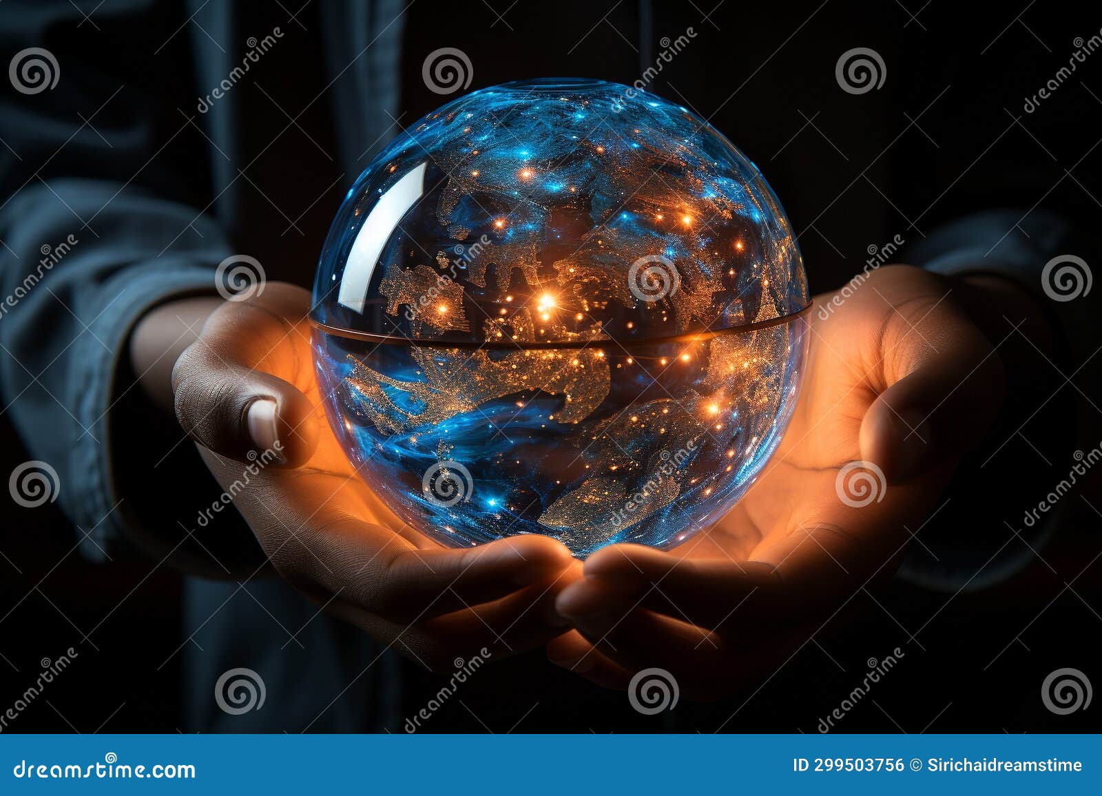 Two Hands With Earth Icon Protecting And Showing Care Vector Flat Style ...