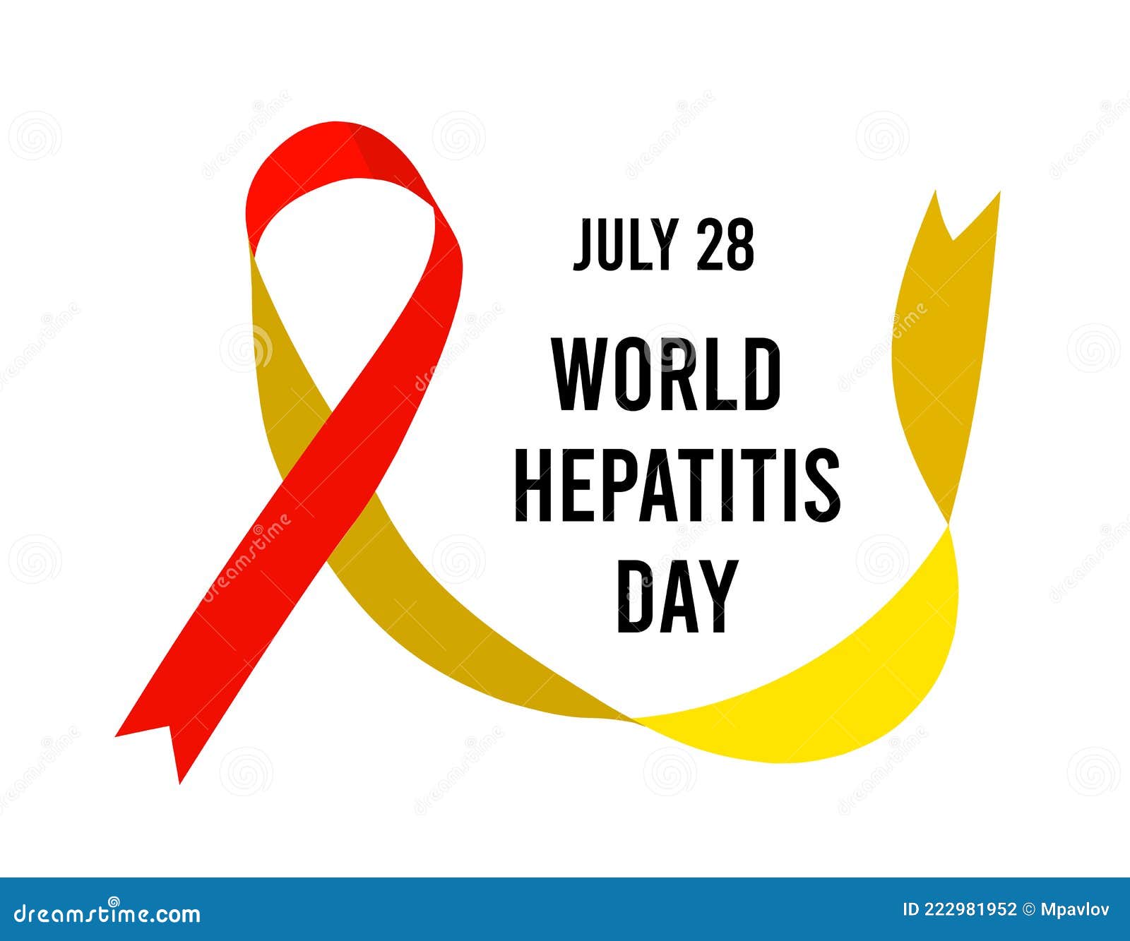 World Hepatitis Day. July 28th. Liver. Red Yellow Ribbon. Hepatitis C ...