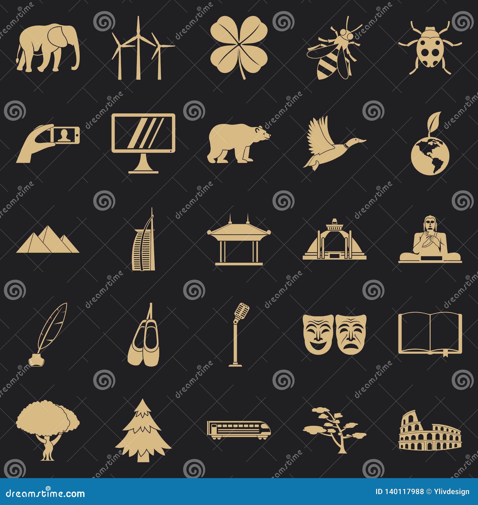 World Heritage Icons Set, Simple Style Stock Vector - Illustration of ...