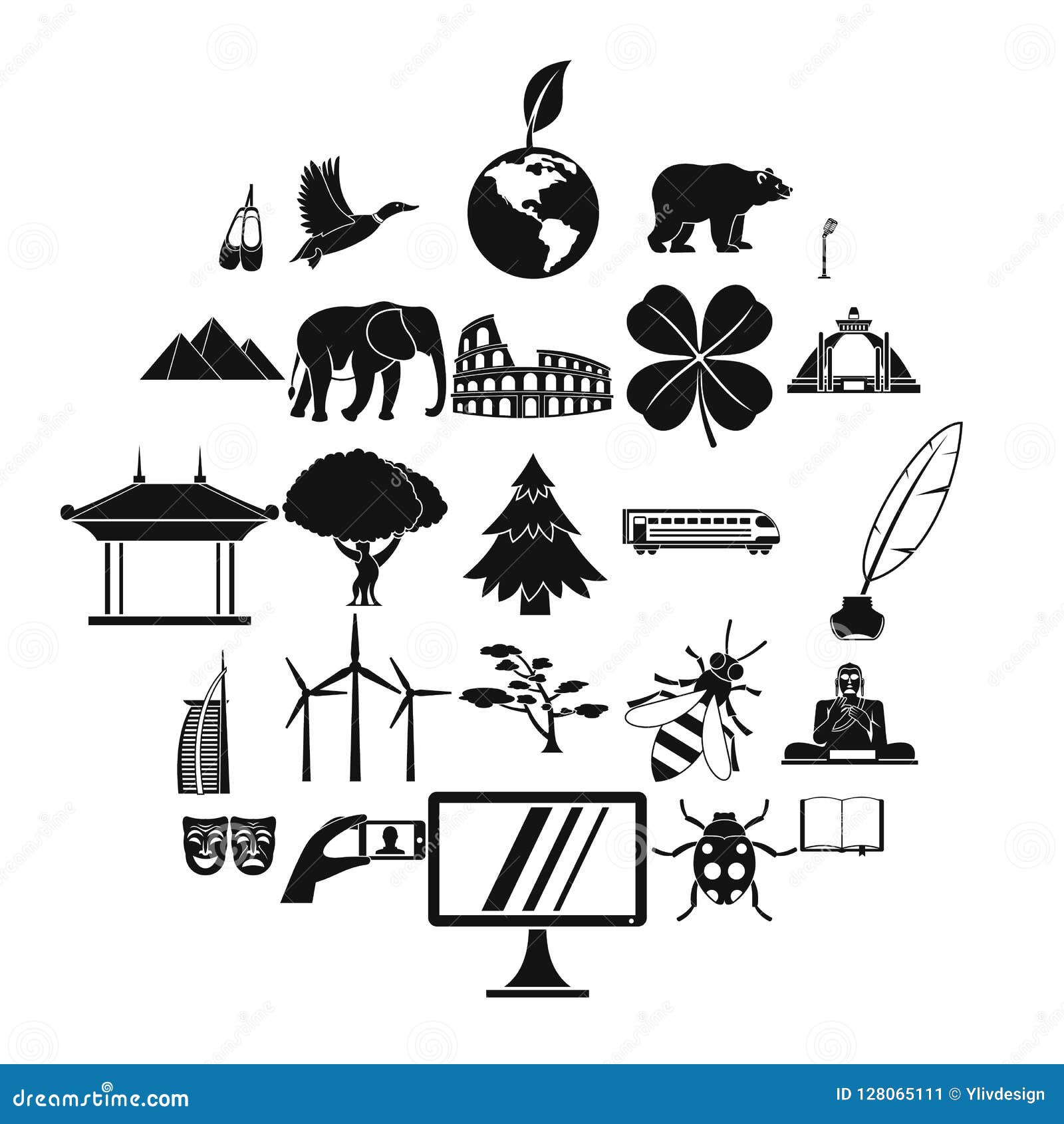 World Heritage Icons Set, Simple Style Stock Vector - Illustration of ...