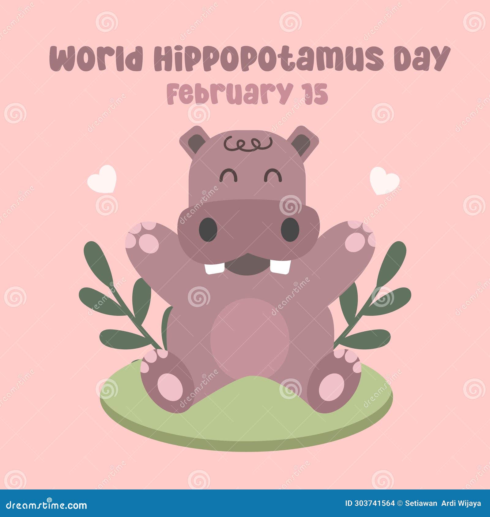 For the World Hippopotamus Day Celebration, this Vector Image is ...