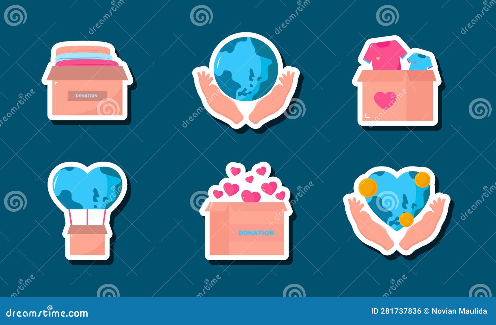 World Humanitarian Sticker Set Collection Design Stock Vector ...