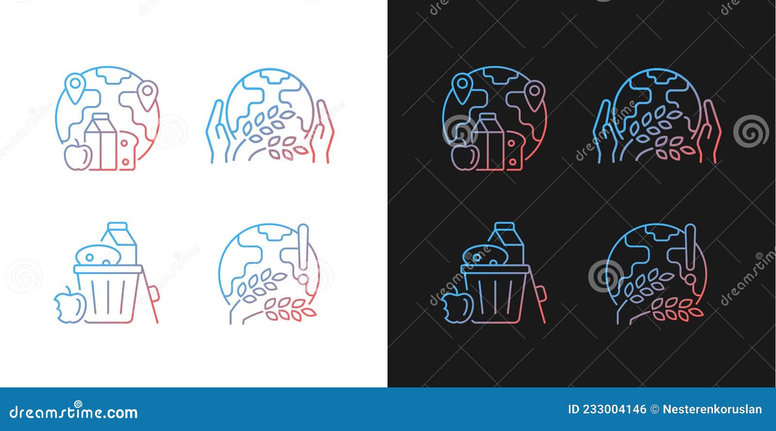 World Hunger Issues Gradient Icons Set for Dark and Light Mode Stock ...