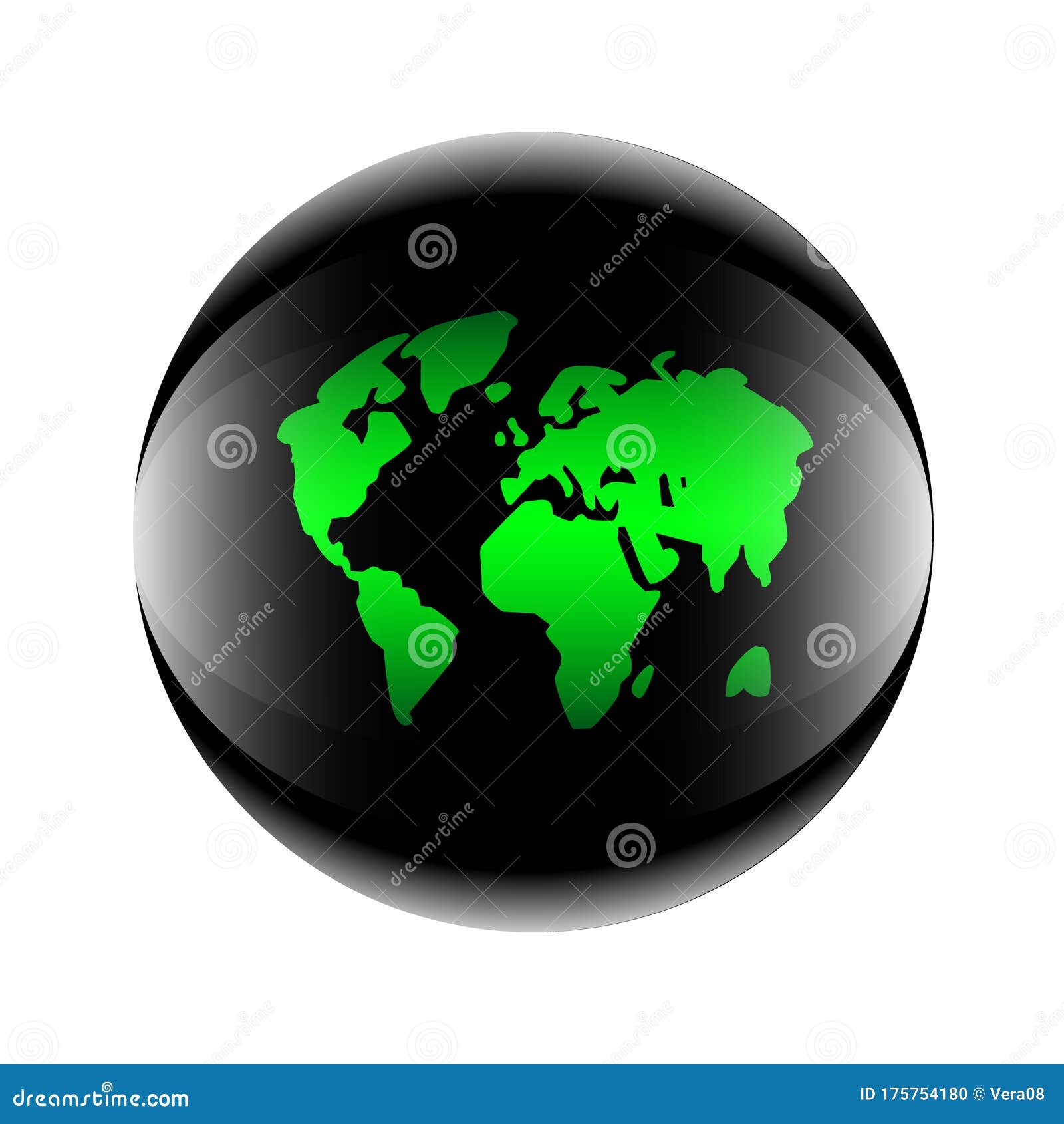 World Icon Black-green in the Form of a Ball. Stock Vector ...