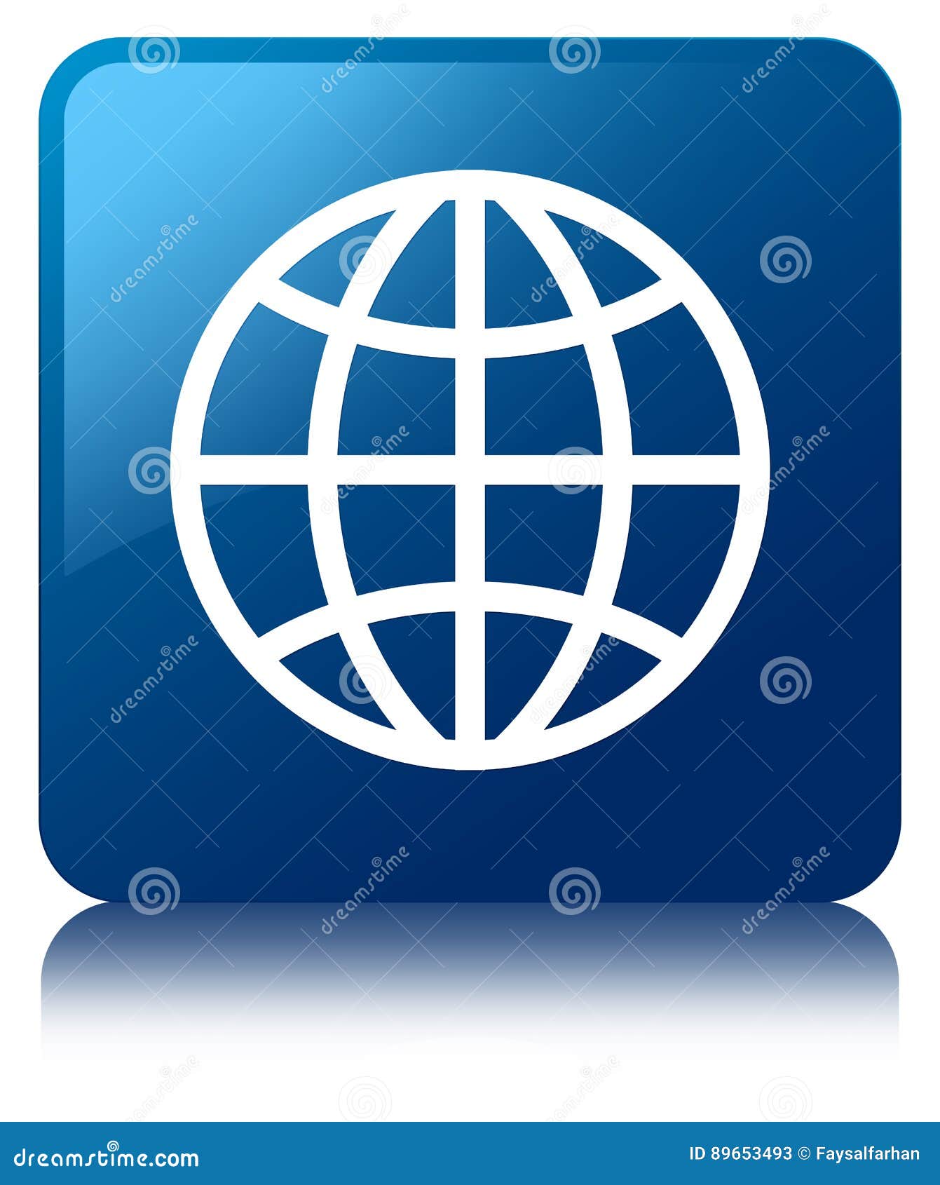 World Icon Blue Square Button Stock Illustration - Illustration of ...