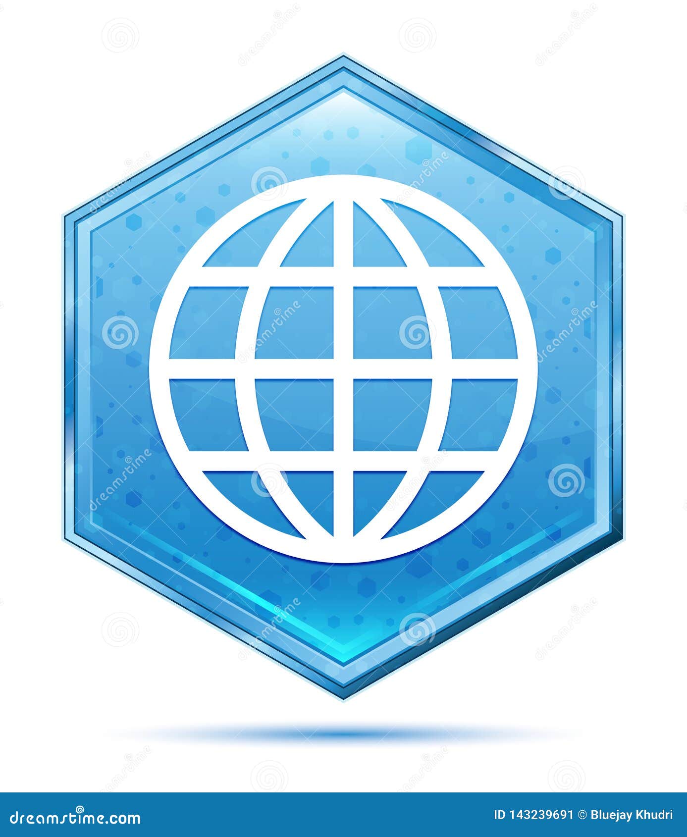 World Icon Crystal Blue Hexagon Button Stock Illustration ...