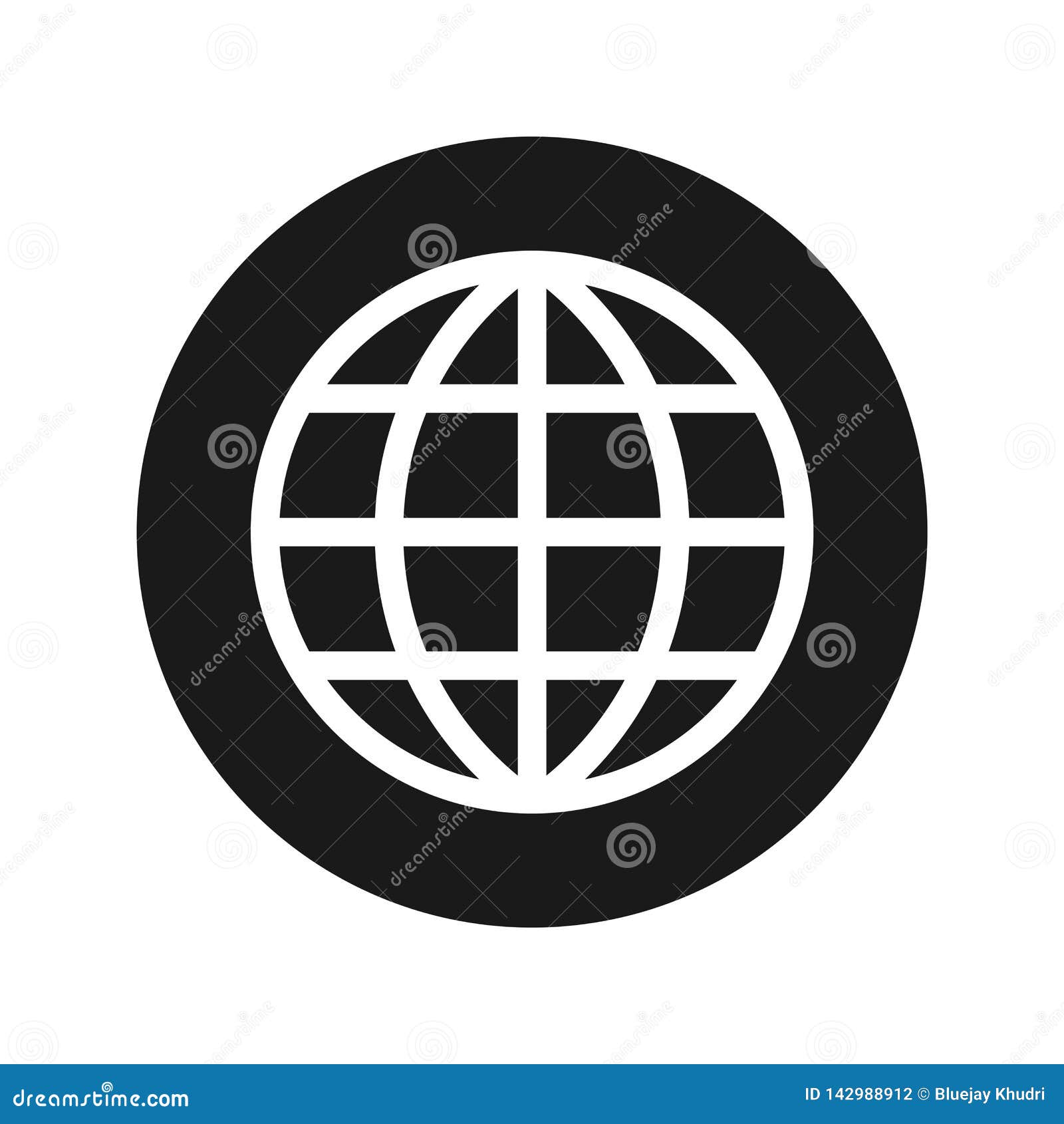 World Icon Flat Black Round Button Vector Illustration Stock Vector ...
