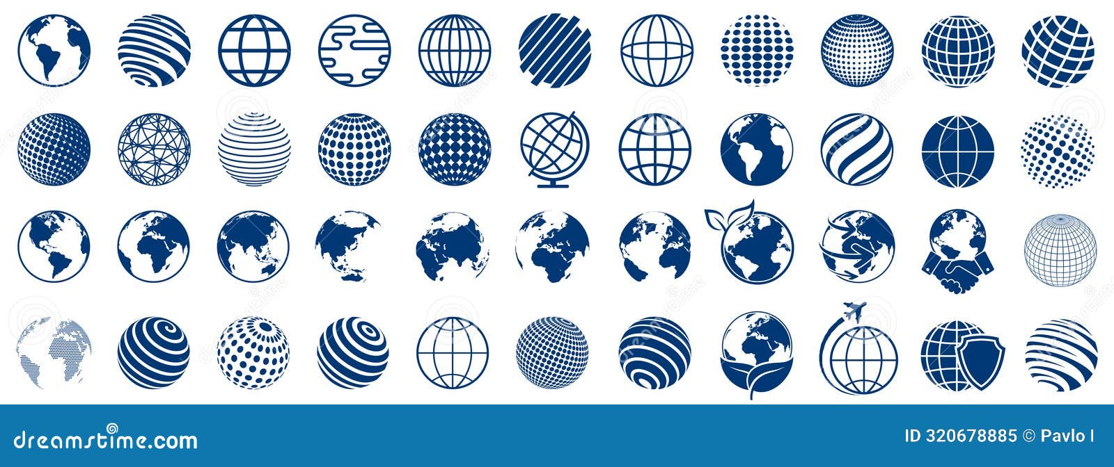 World Icon Flat Set, Earth Icons, Set Earth Globe Hemispheres With Continents, Globes With World ...