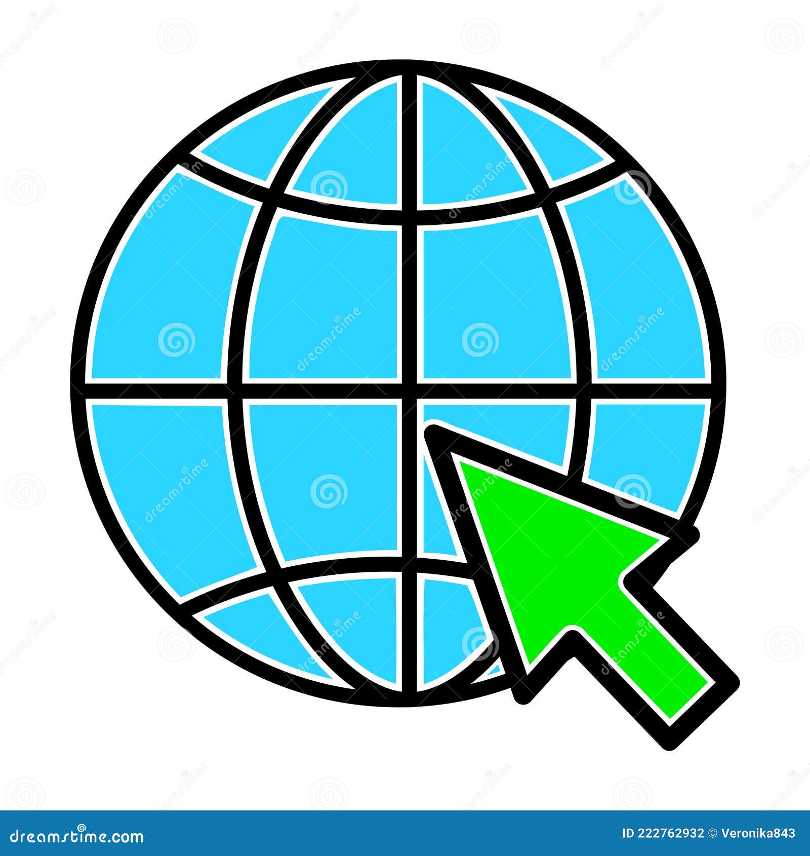 World Icon With Mouse Cursor. Globe Vector Illustration Isolated On ...