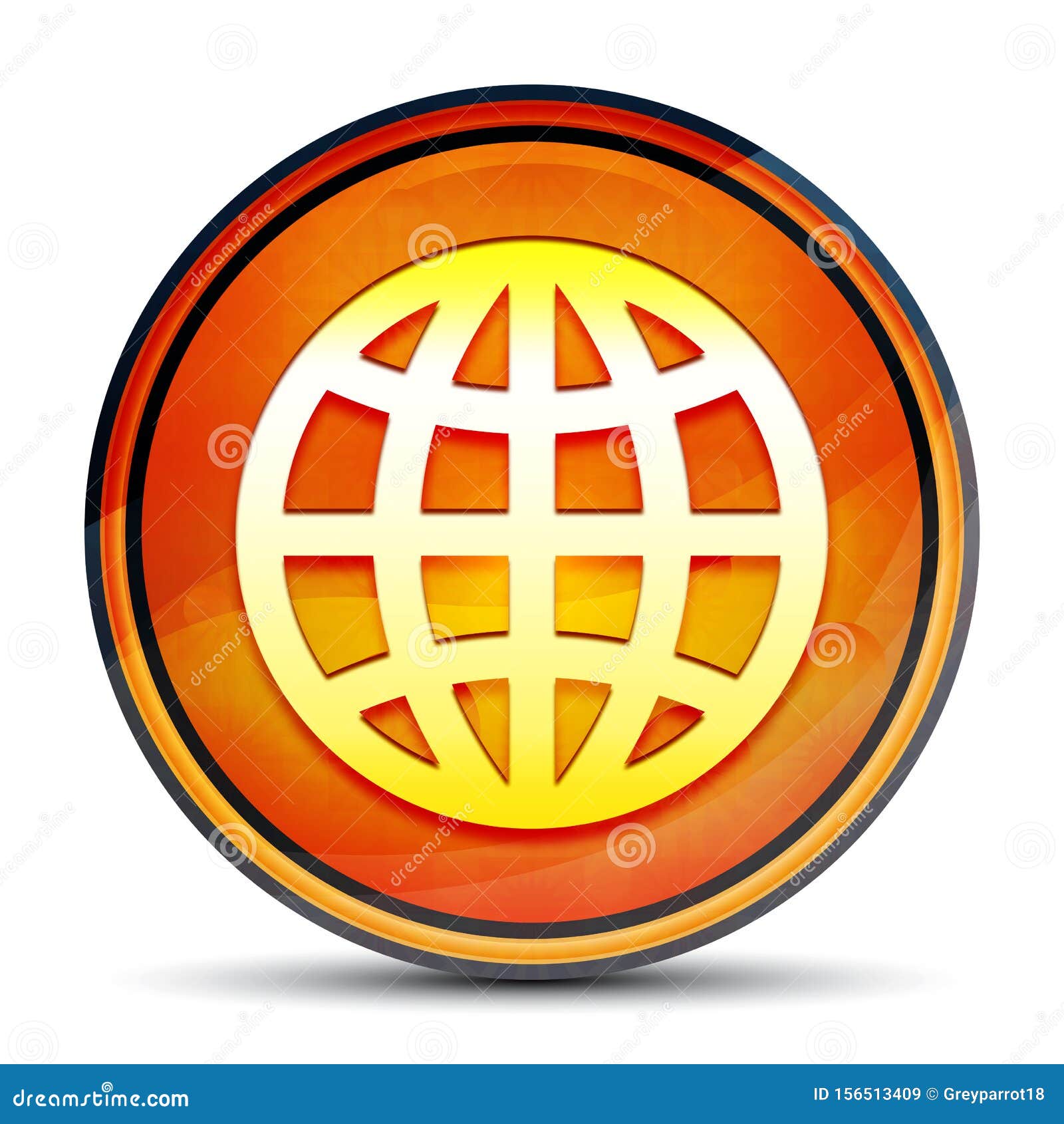 World Icon Shiny Bright Orange Round Button Illustration Stock ...