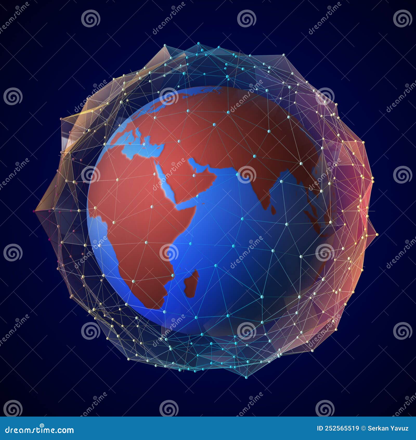 World Image, Surrounded by a Web, Connected by Lines Stock Illustration ...