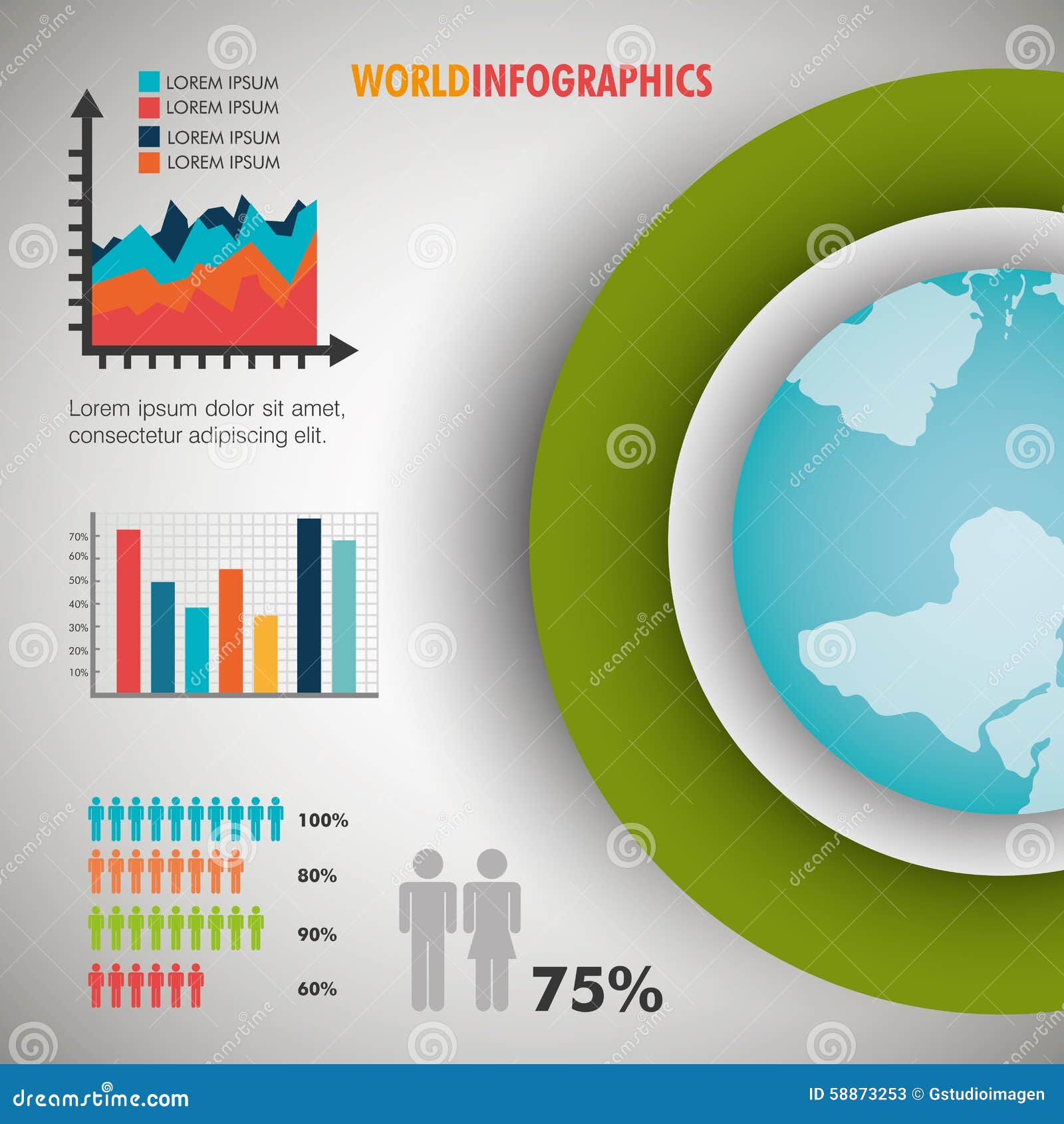 World infographic design. stock vector. Illustration of atlas - 58873253