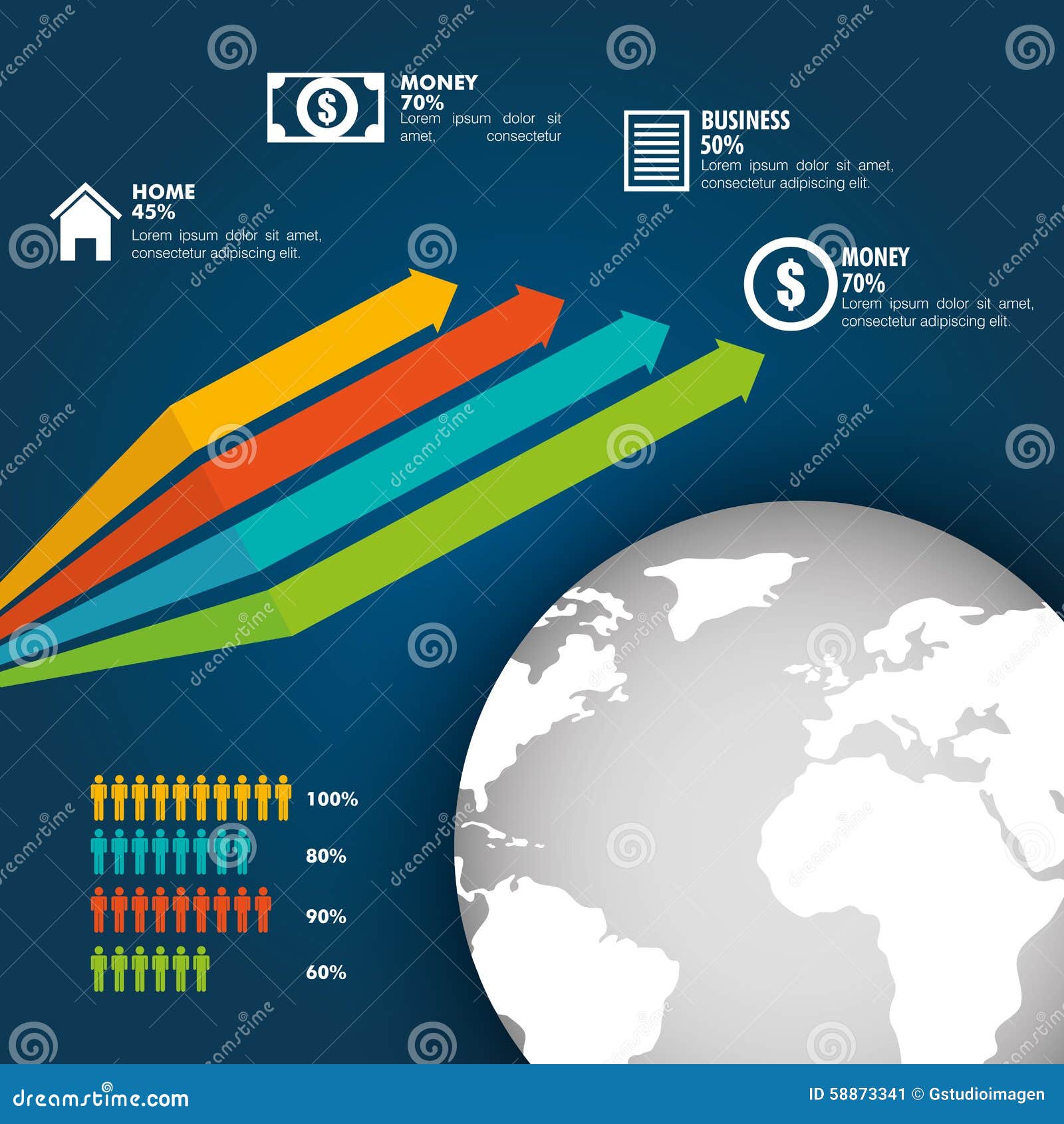 World infographic design. stock vector. Illustration of patriot - 58873341