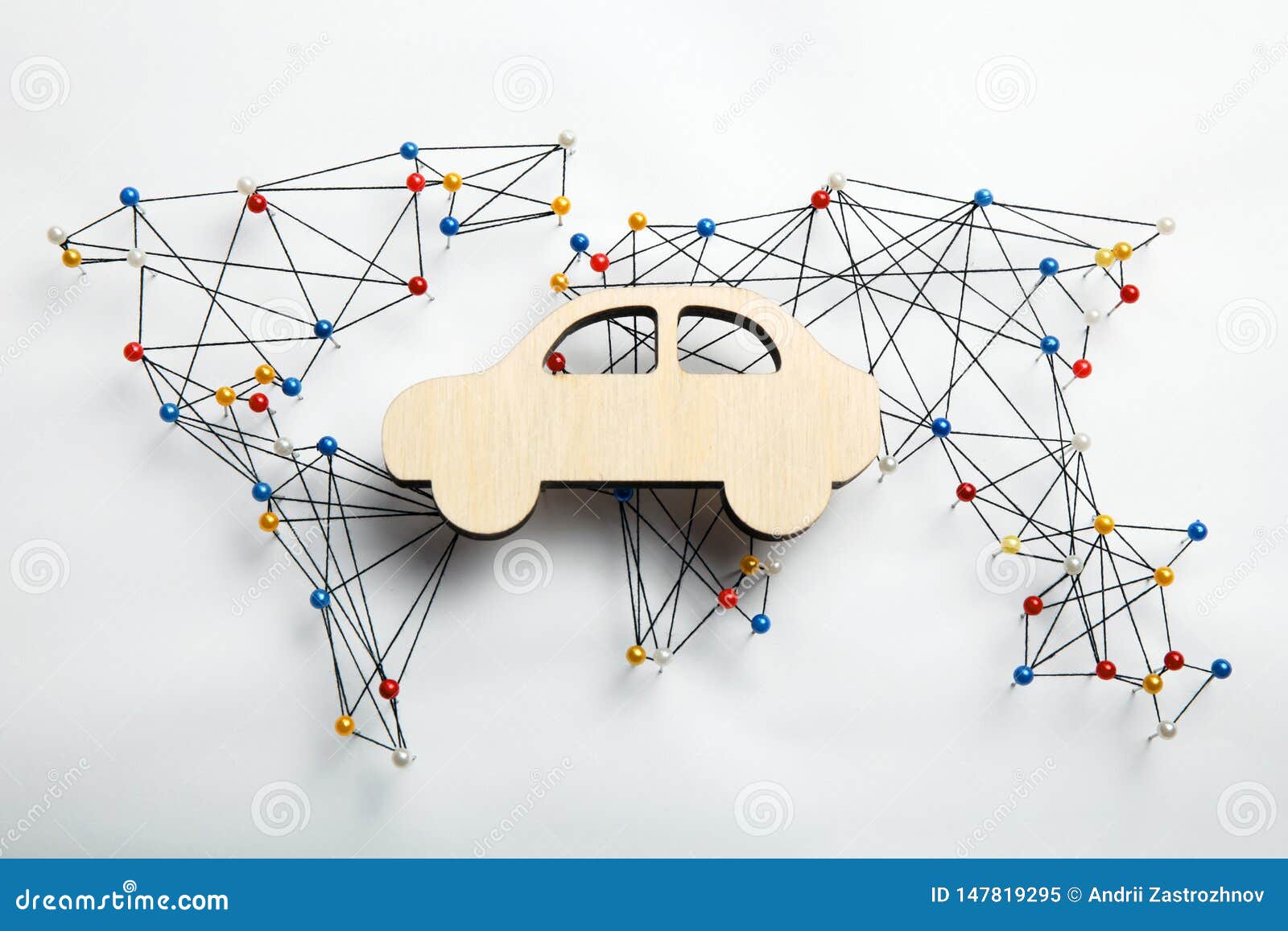 World Infrastructure Map and Wooden Car Figure Stock Image - Image of ...