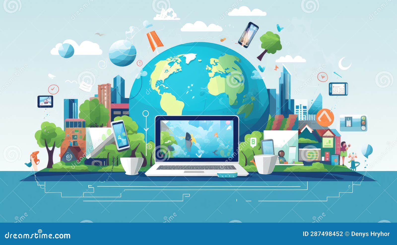 World Internet Day Concept. Wireless Networks Stock Illustration ...