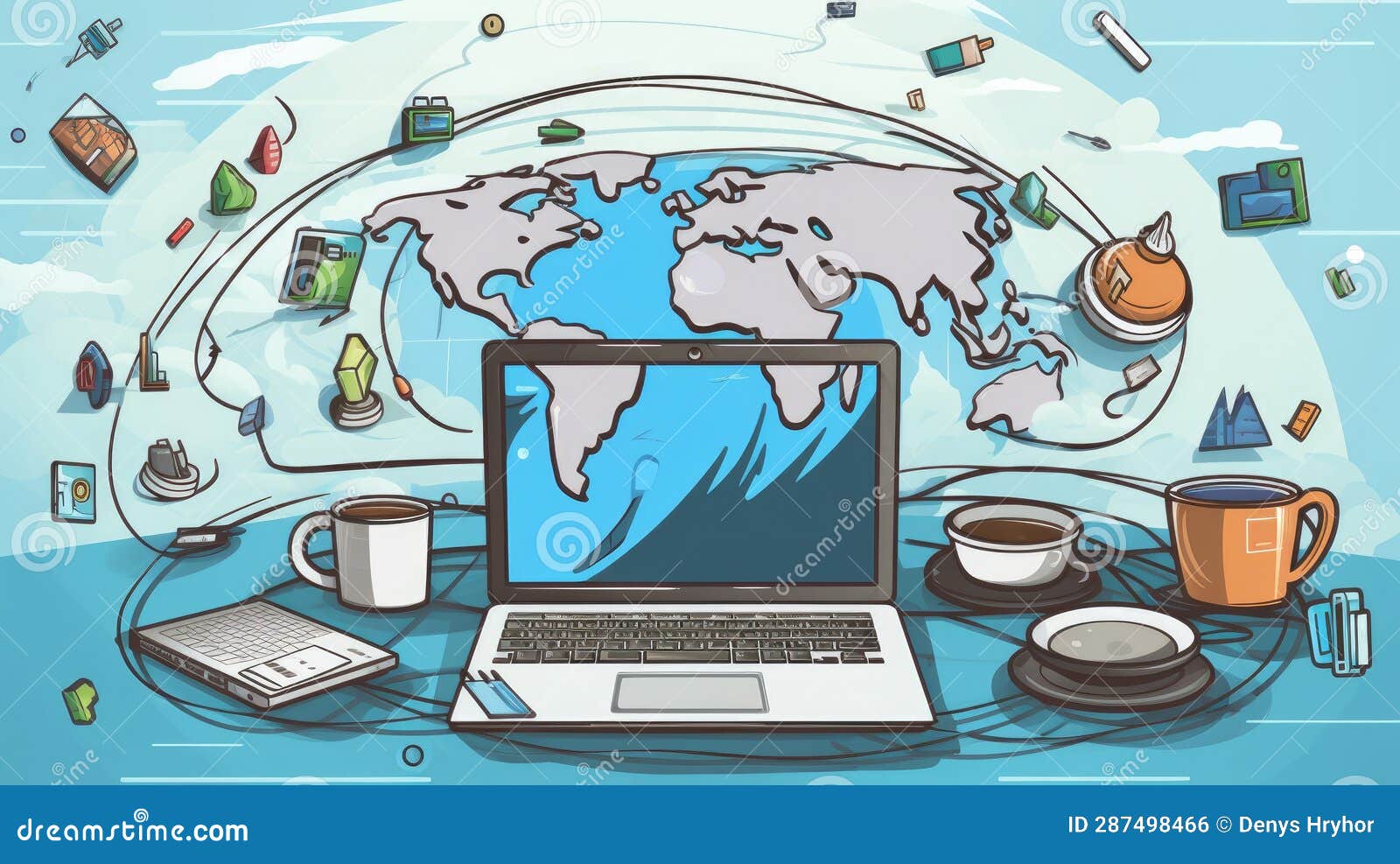World Internet Day Concept. Wireless Networks Stock Illustration ...