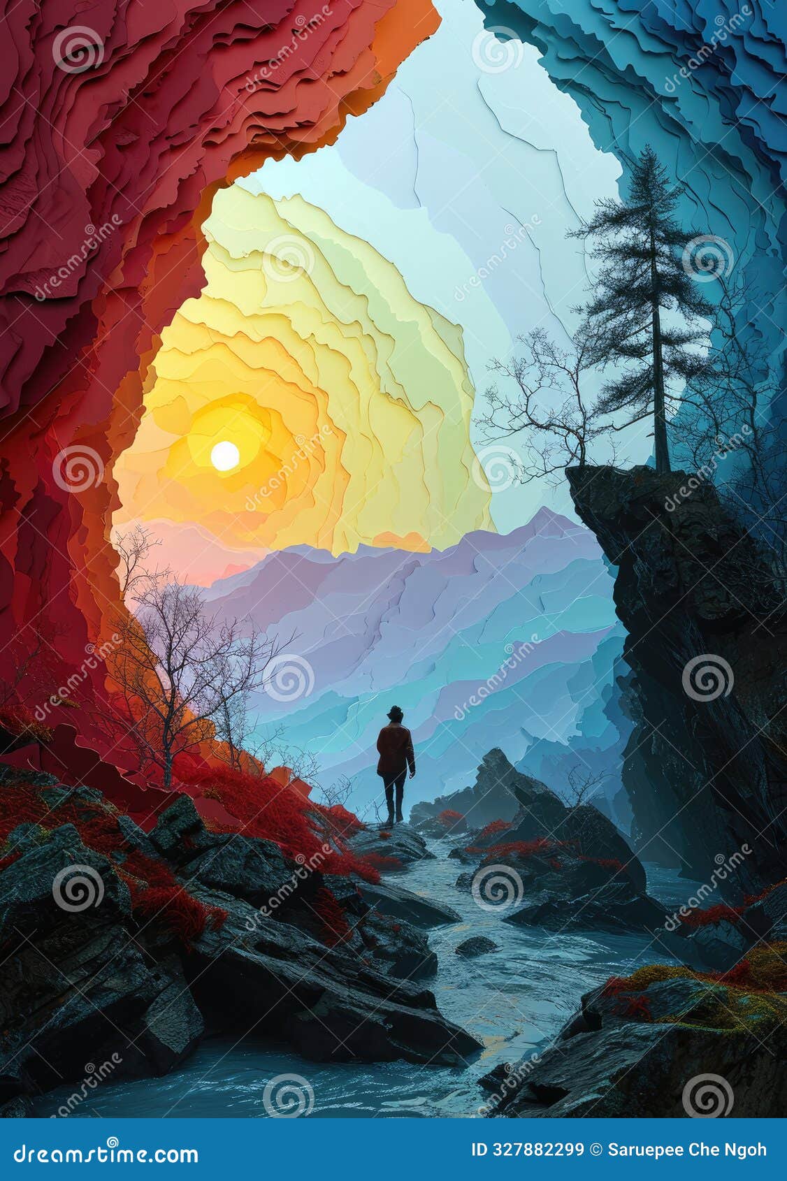 World Introvert Day Poster a Person Standing on a Bench in the Forest ...