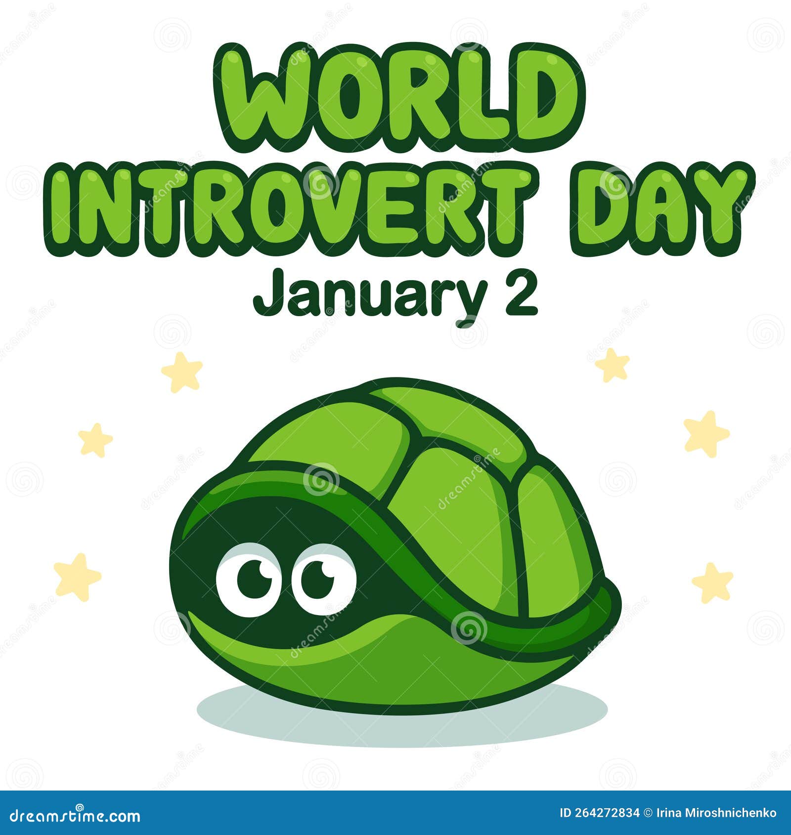 World Introvert Day Turtle in Shell Stock Vector - Illustration of ...