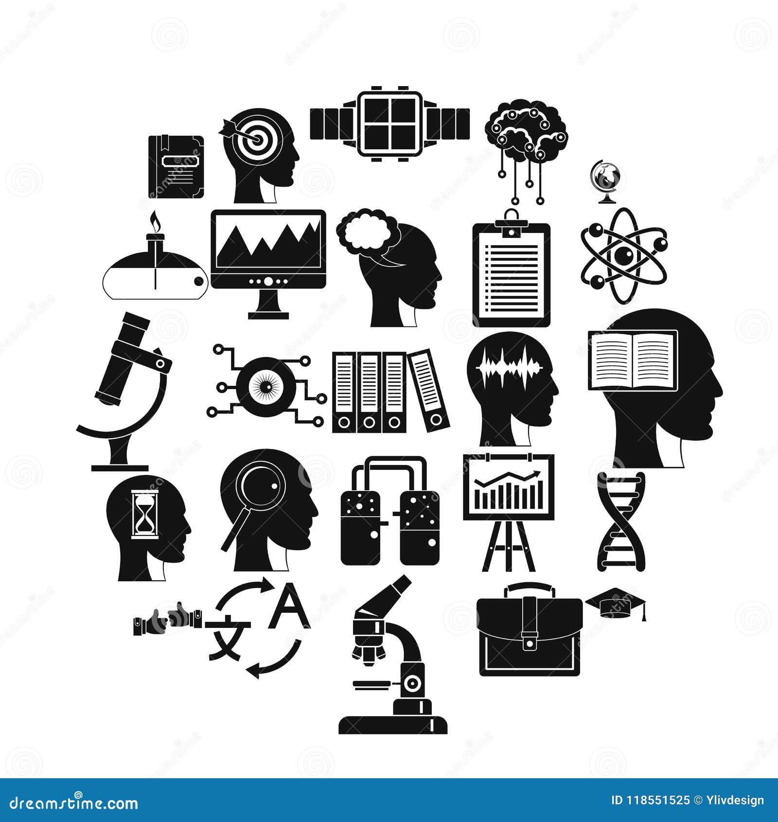 World Knowledge Icons Set, Simple Style Stock Vector - Illustration of ...