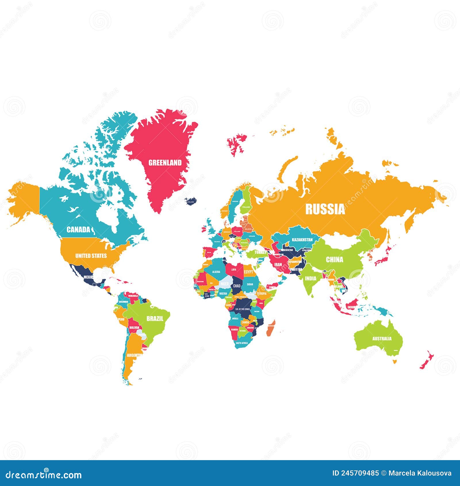 Vektor Mapy Wold. Map Of The Word Divided By Countries Royalty-Free ...