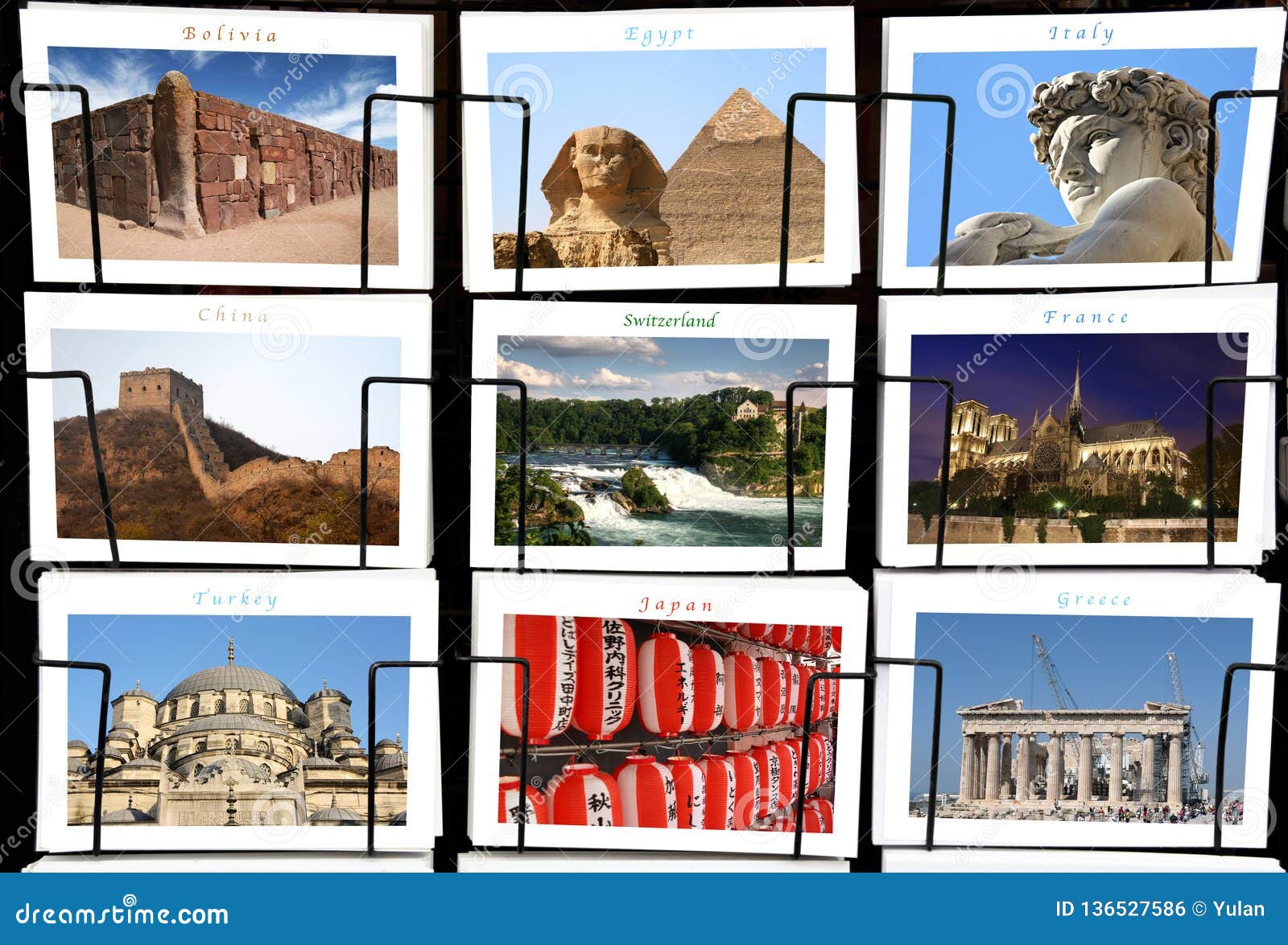 World Landmark Collage in Postcard Stand Format Stock Photo - Image of ...