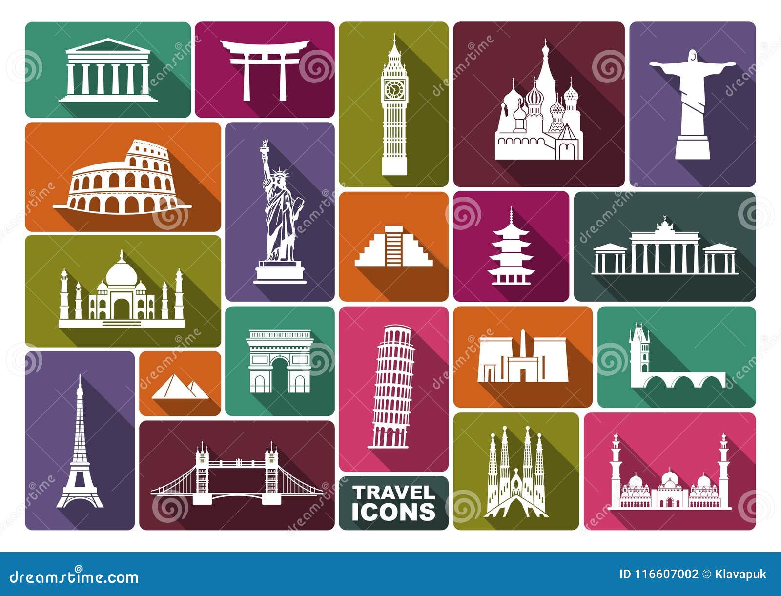 World Landmark Icon Set editorial photography. Illustration of monument ...
