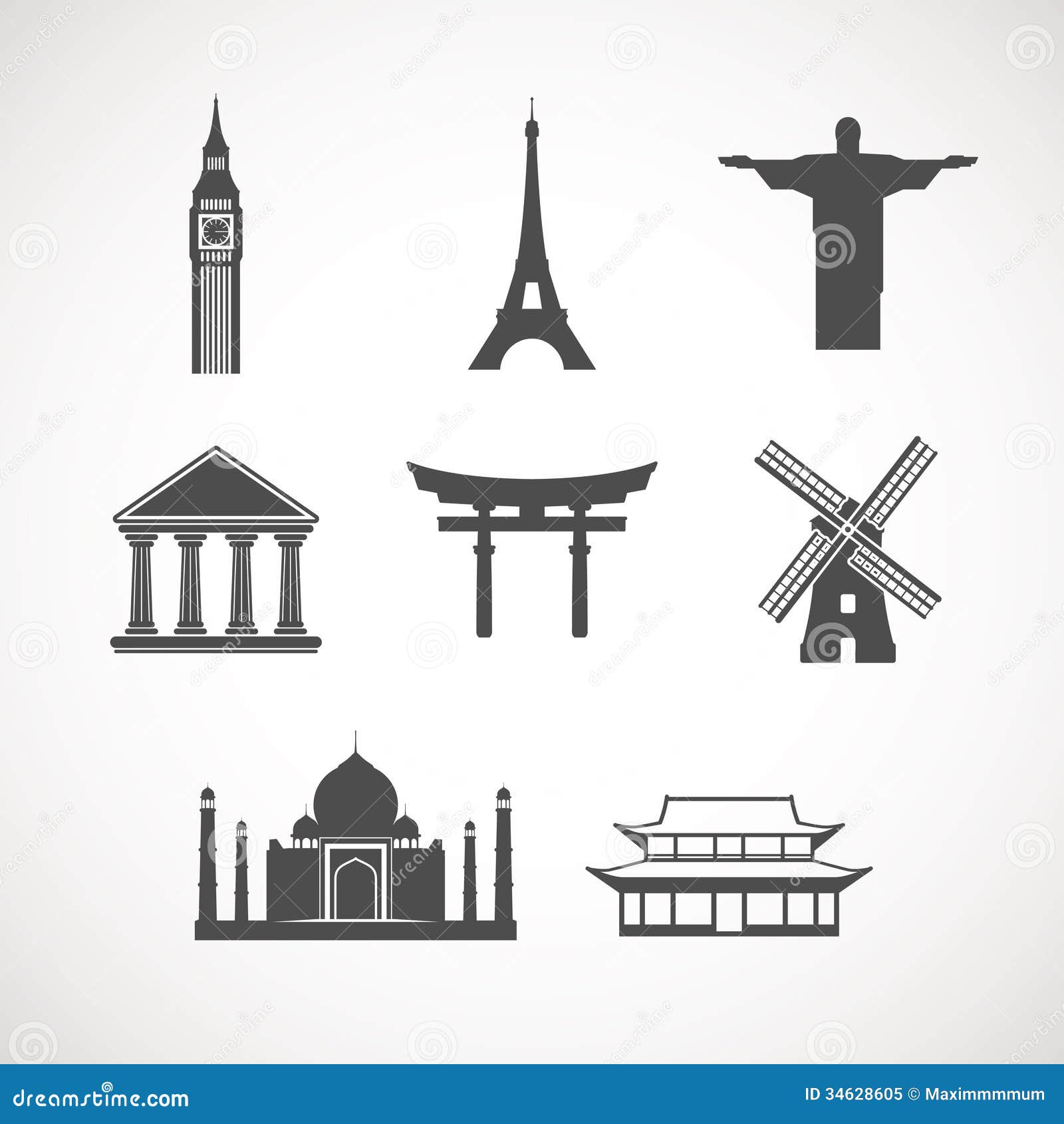 The World Landmark Icons Royalty Free Stock Photo - Image: 34628605